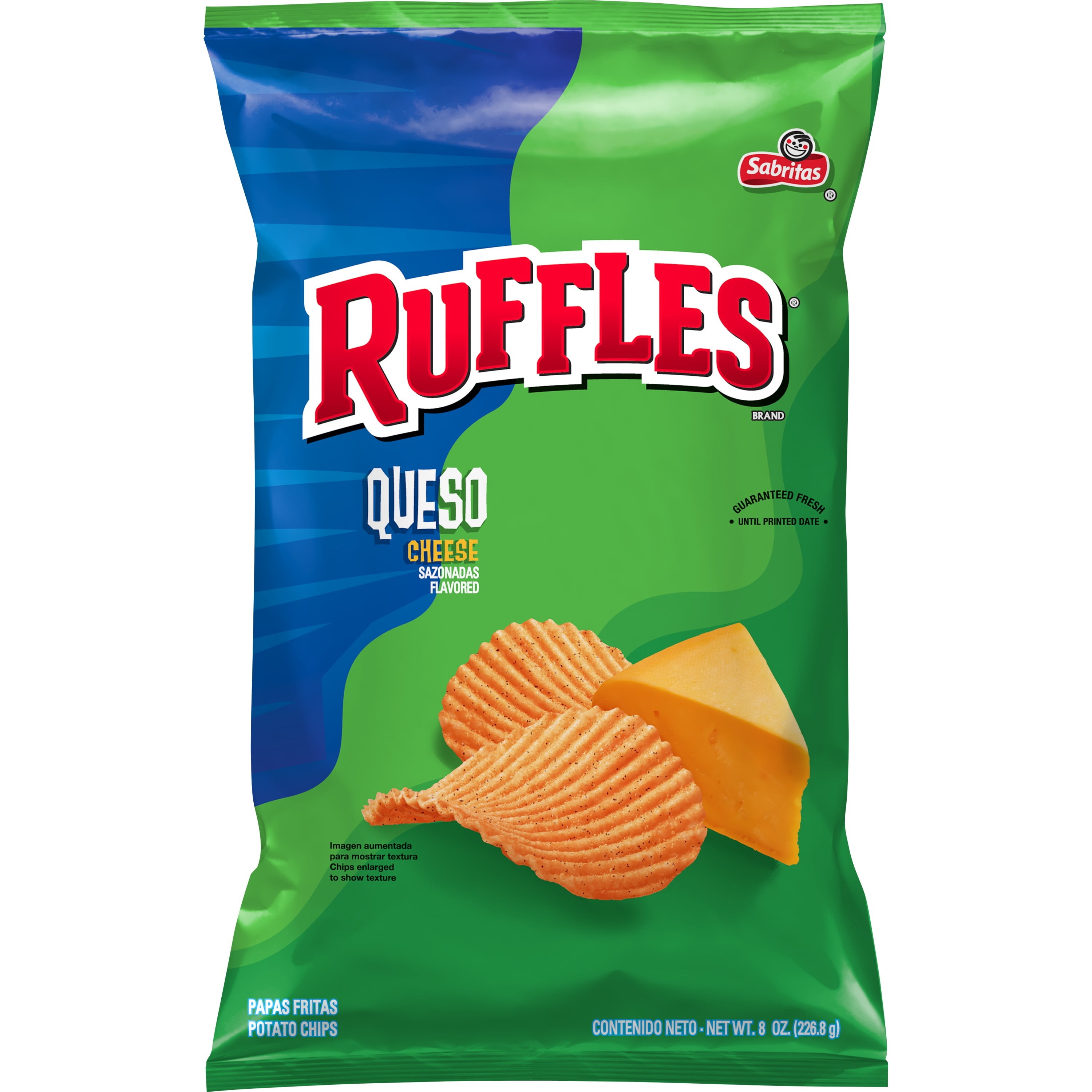 Ruffles Potato Chips Queso Cheese Flavored Snack Chips, Snacks, Large ...