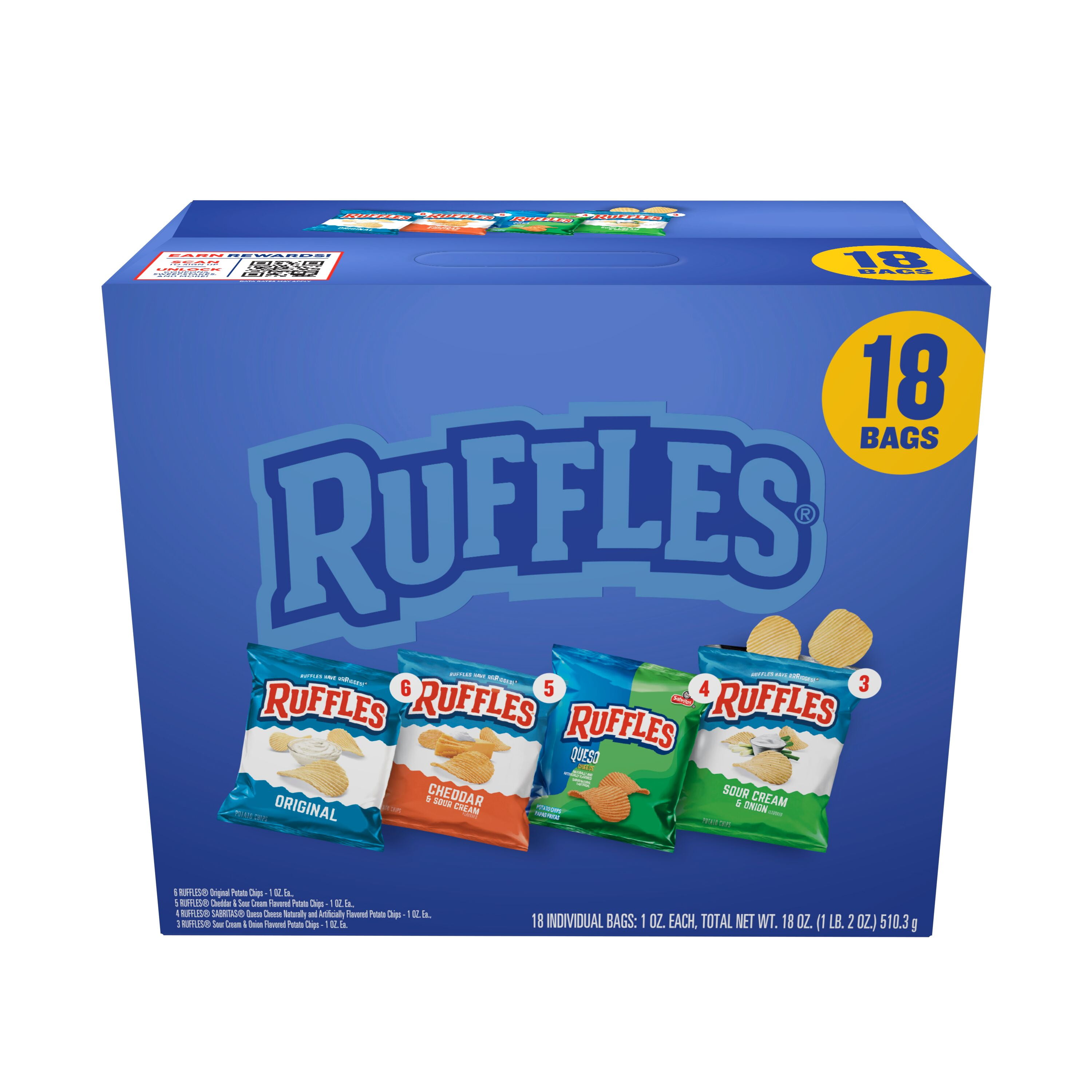 Ruffles Snacks Mix Potato Chips Variety pack, 1 oz, 18 Count - Walmart.com