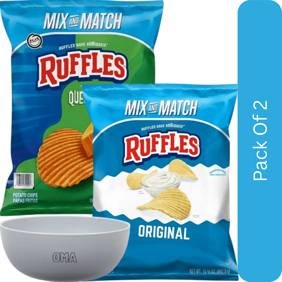 Ruffles Potato Chips Variety Pack – Queso Cheese (15.125 oz) & Original ...