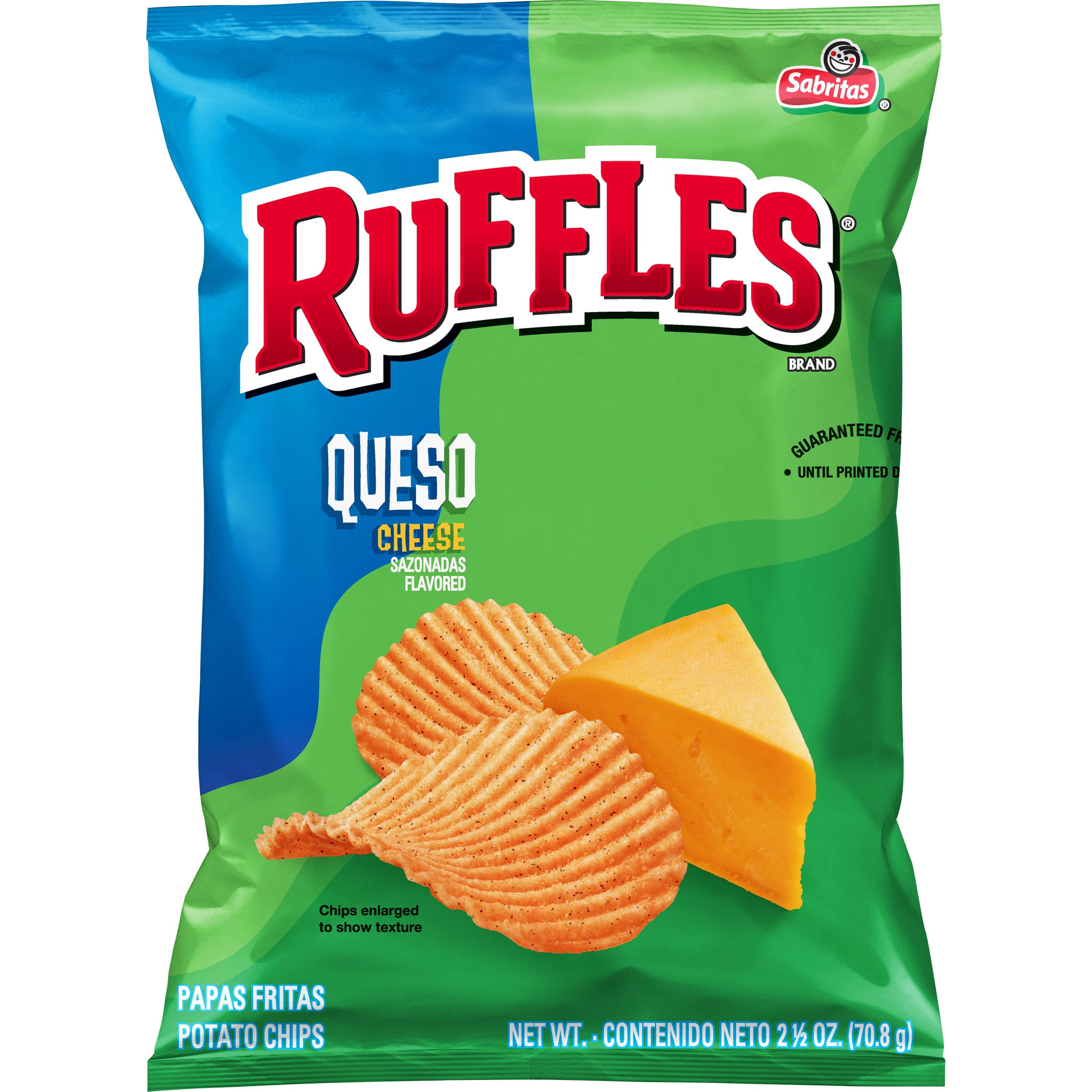 Ruffles Queso Cheese Flavored Potato Chips, 2.5 oz Bag - Walmart.com
