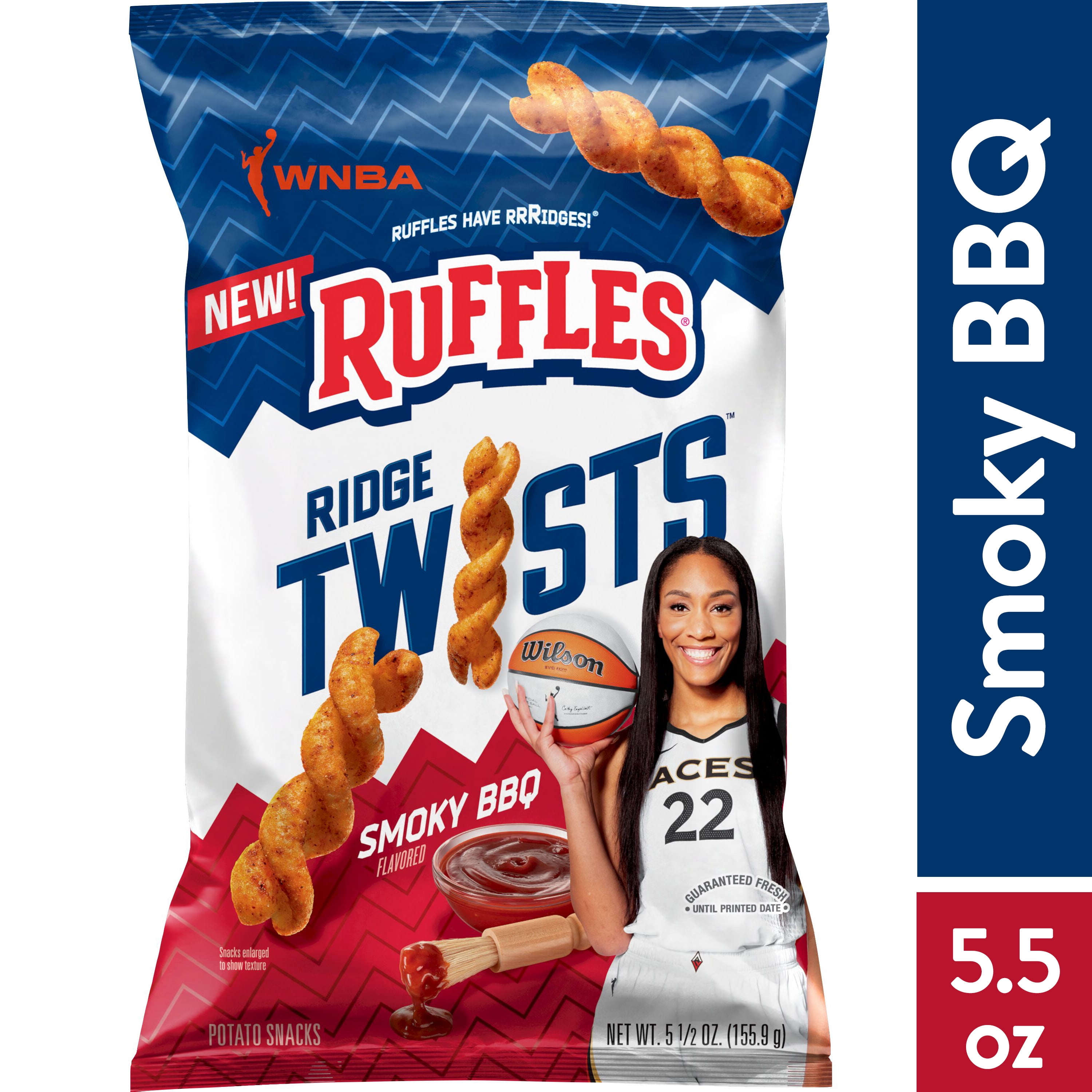 Brandclub - Ruffles Ridge Twists Smoky BBQ Flavor Potato Snack Chips, 5.5 Ounce Bag