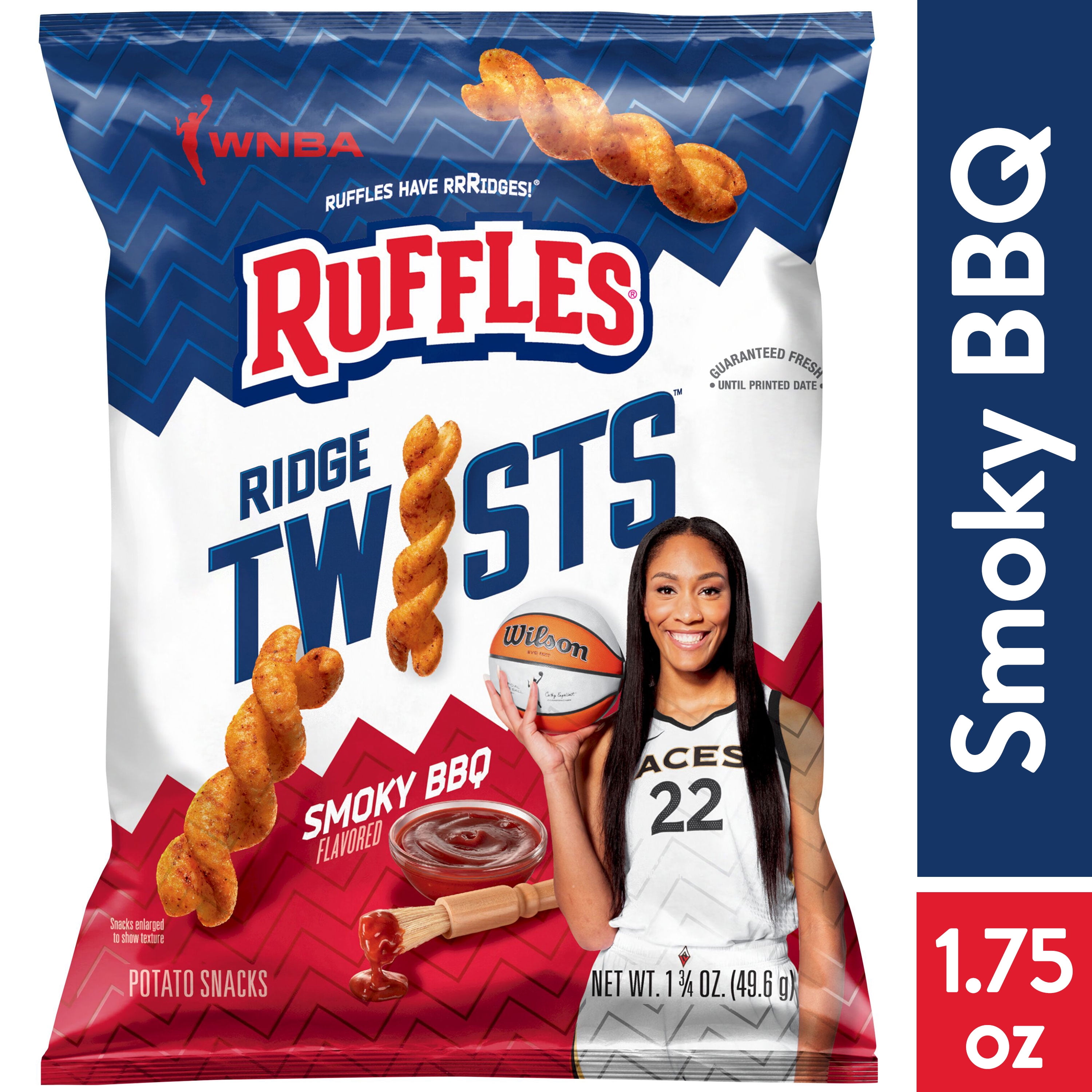 Ruffles Ridge Twists Smoky BBQ Flavored Snack Chips, 1.75 oz Bag ...