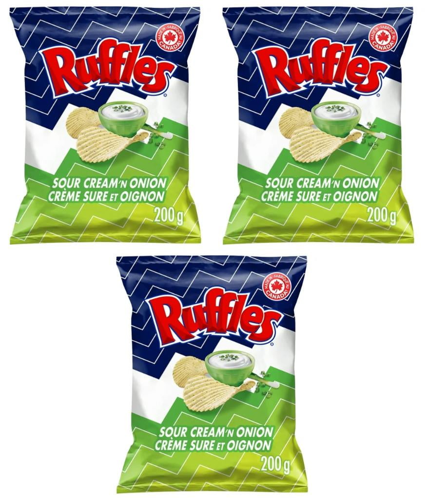 Ruffles Sour Cream 'n Onion Flavored Potato Chips, 200g (3 Pack ...