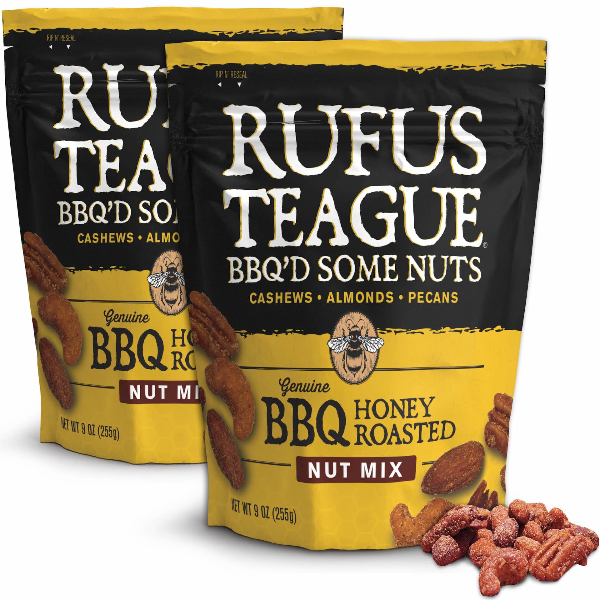 Rufus Teague BBQ Nut DMF15 Mix - Smoky, Sweet & Crunchy Honey Roasted ...