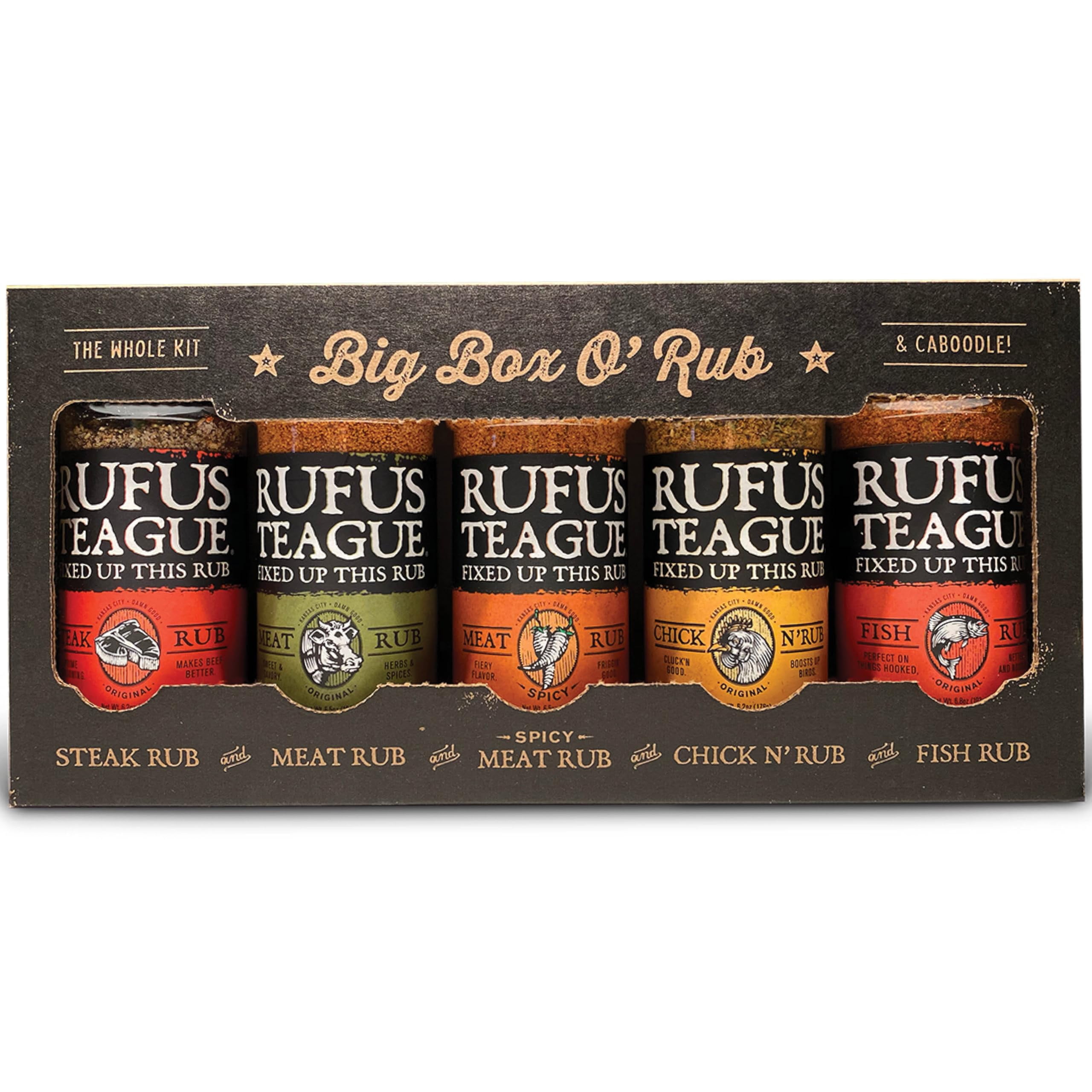 Rufus Teague BBQ Seasoning ESF27 Gift Set, Big Box O' Rub BBQ Dry Rub for Smoking and Grilling ...