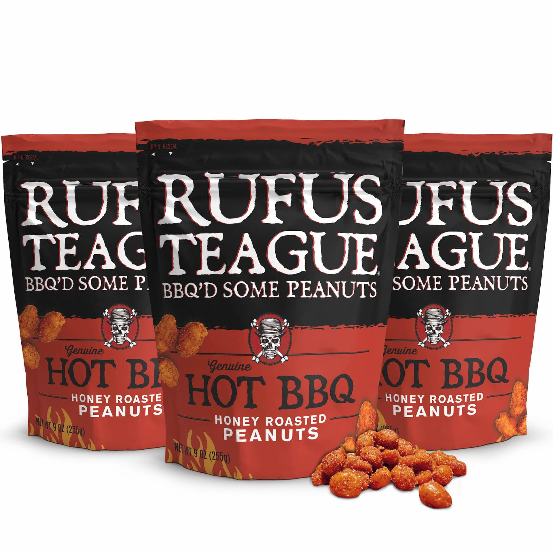 Rufus Teague Blazin’TRDN Hot BBQ Honey Roasted Peanuts - Sweet, Spicy & Smoky Gourmet Snack, 9 ...