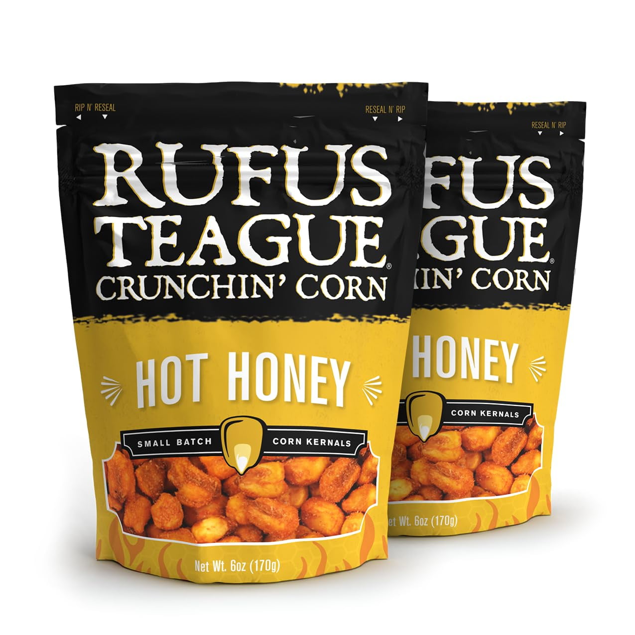 Rufus Teague Hot Honey TSF6 Crunchin' Corn, Sweet & Spicy Jumbo Kernels in Resealable Bags ...