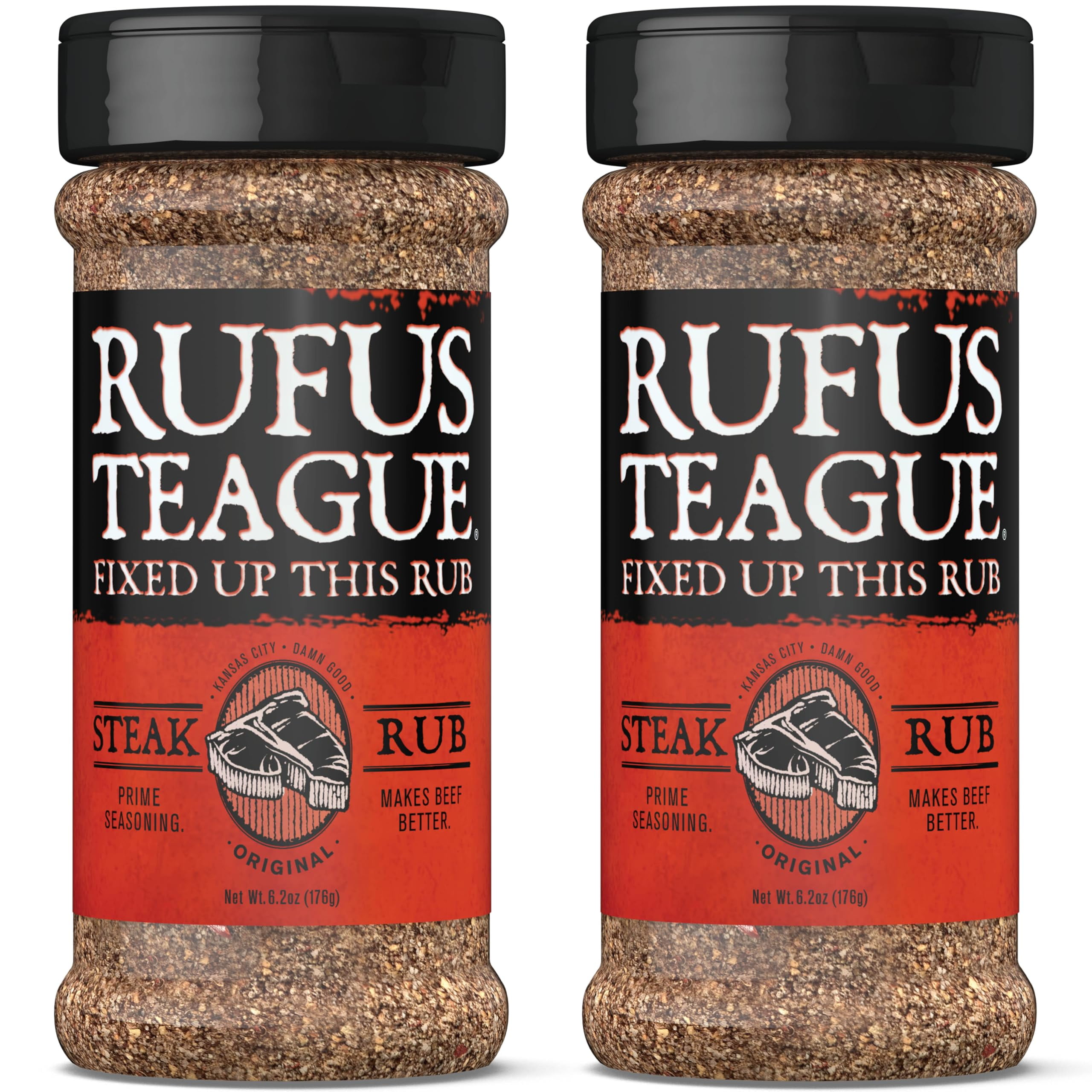 Rufus Teague Steak Rub, MFF30 2 Pack, Premium Barbecue Seasoning & Dry Rub for Smoking and ...