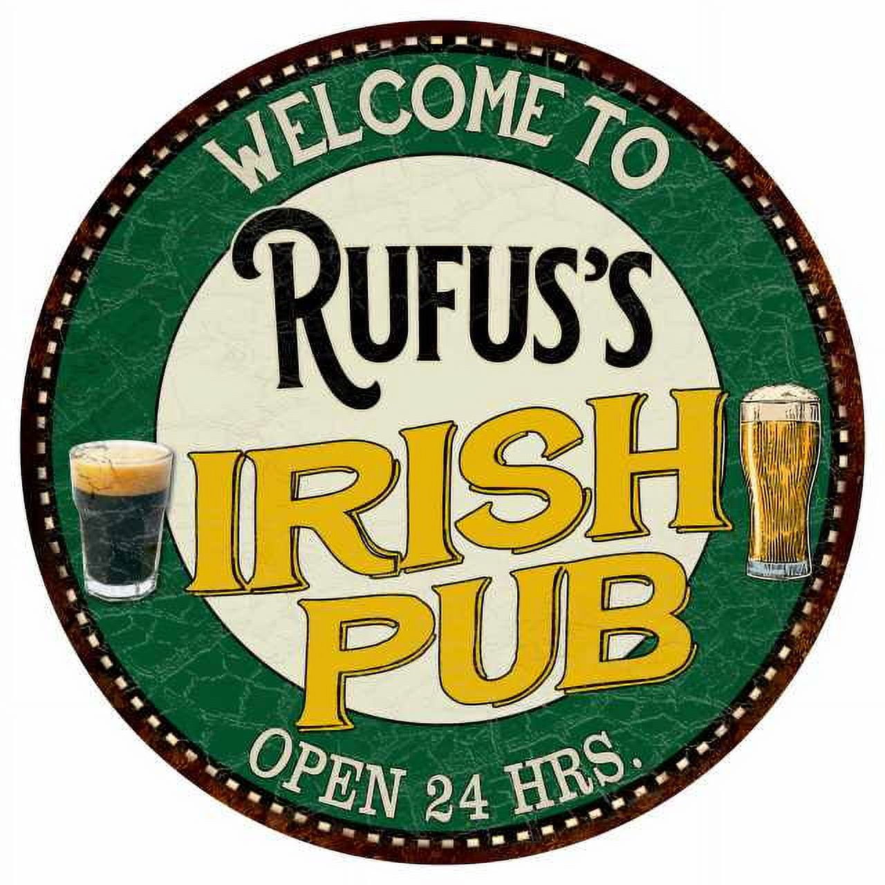 Rufus's Irish Pub 14" Round Metal Sign Kitchen Bar Wall Decor ...