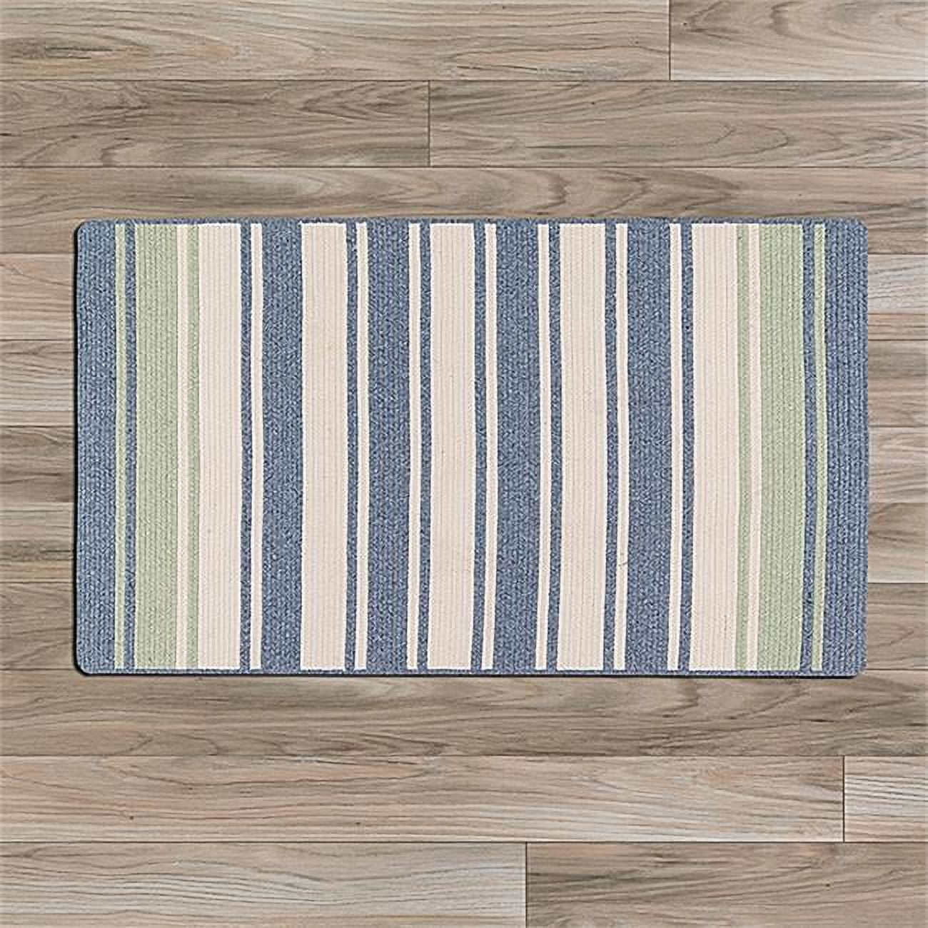 Rug 9 x 12 ft. Frazada Stripe Braided Rug Light Blue & Mint - Walmart.com