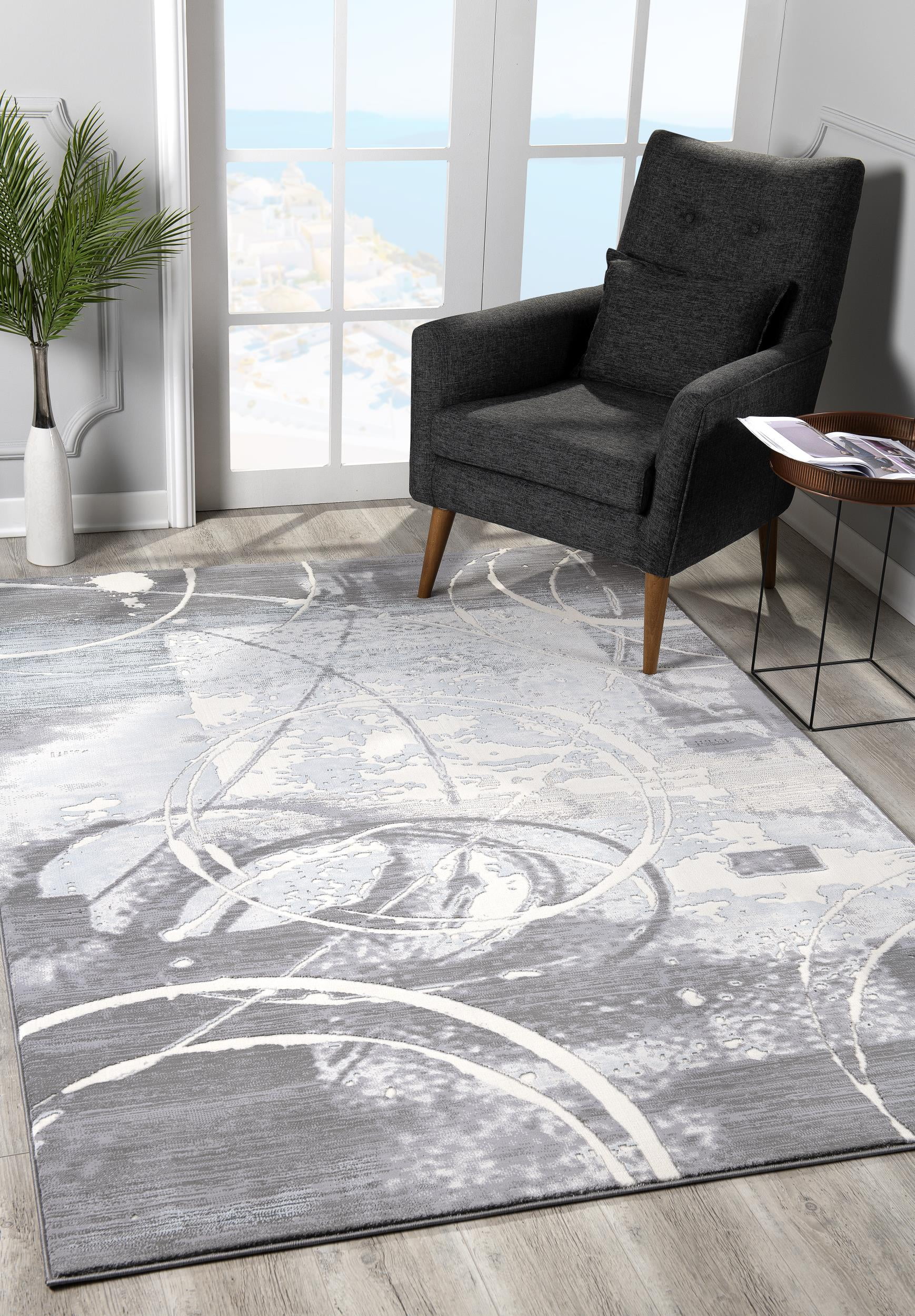 Rug Branch Contemporary Abstract Grey Beige Indoor Runner Rug - 2x15 ...