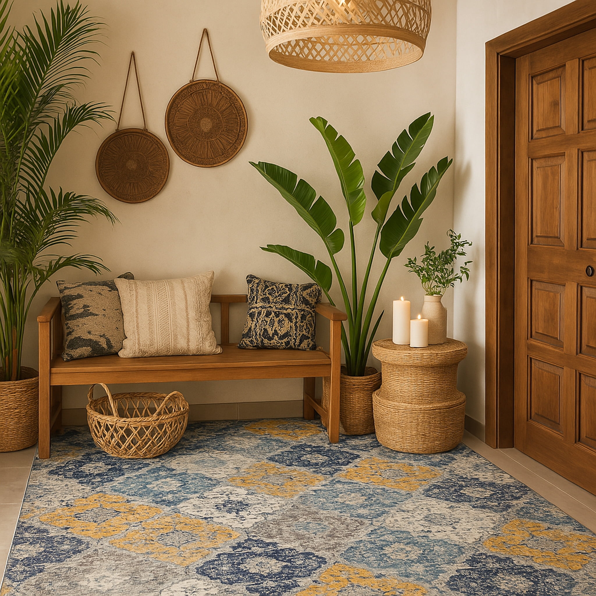 Rug Branch Contemporary Mid-Century Modern Blue Grey Indoor Area Rug ...