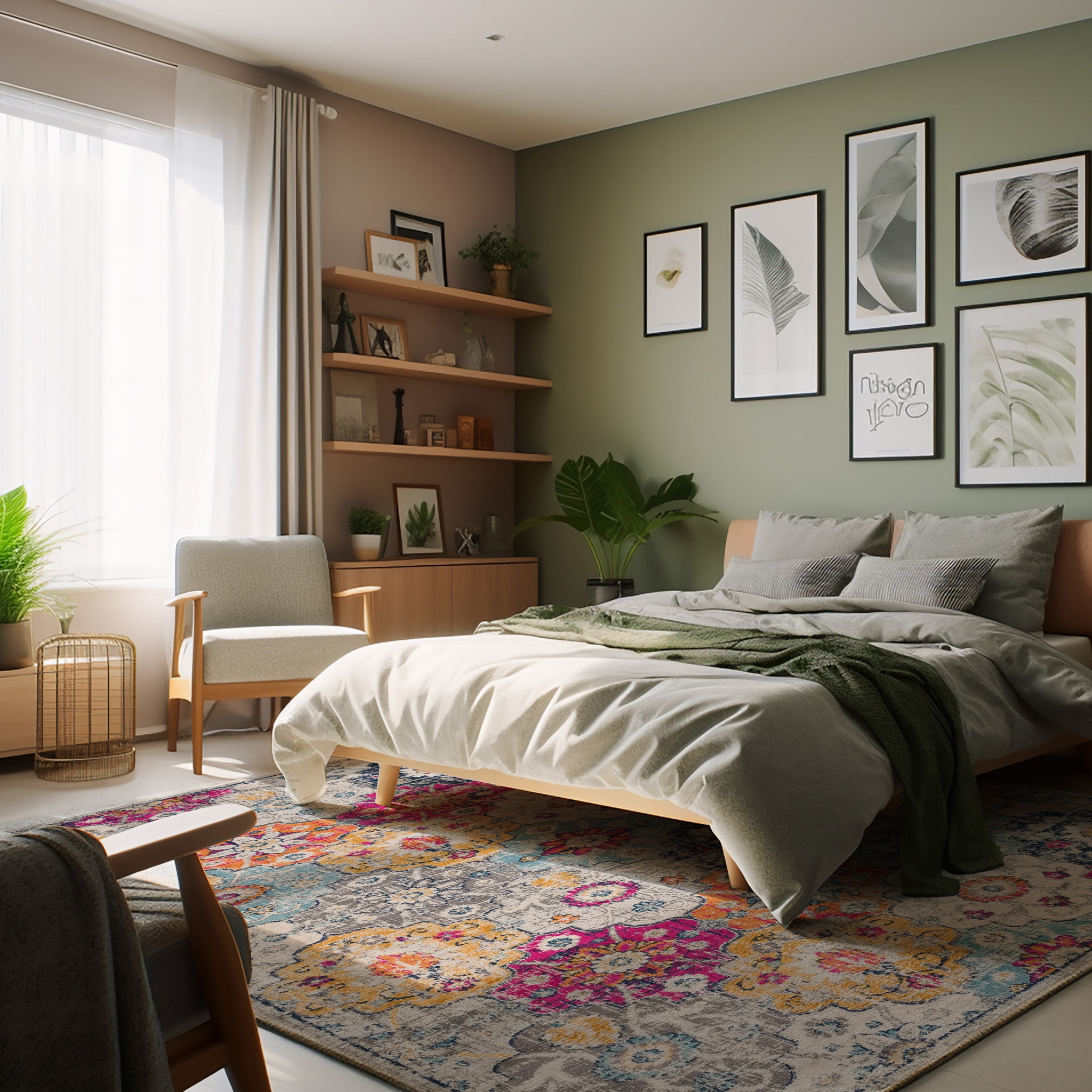 Rug Branch Contemporary Mid-Century Modern Rust Grey Indoor Area Rug ...