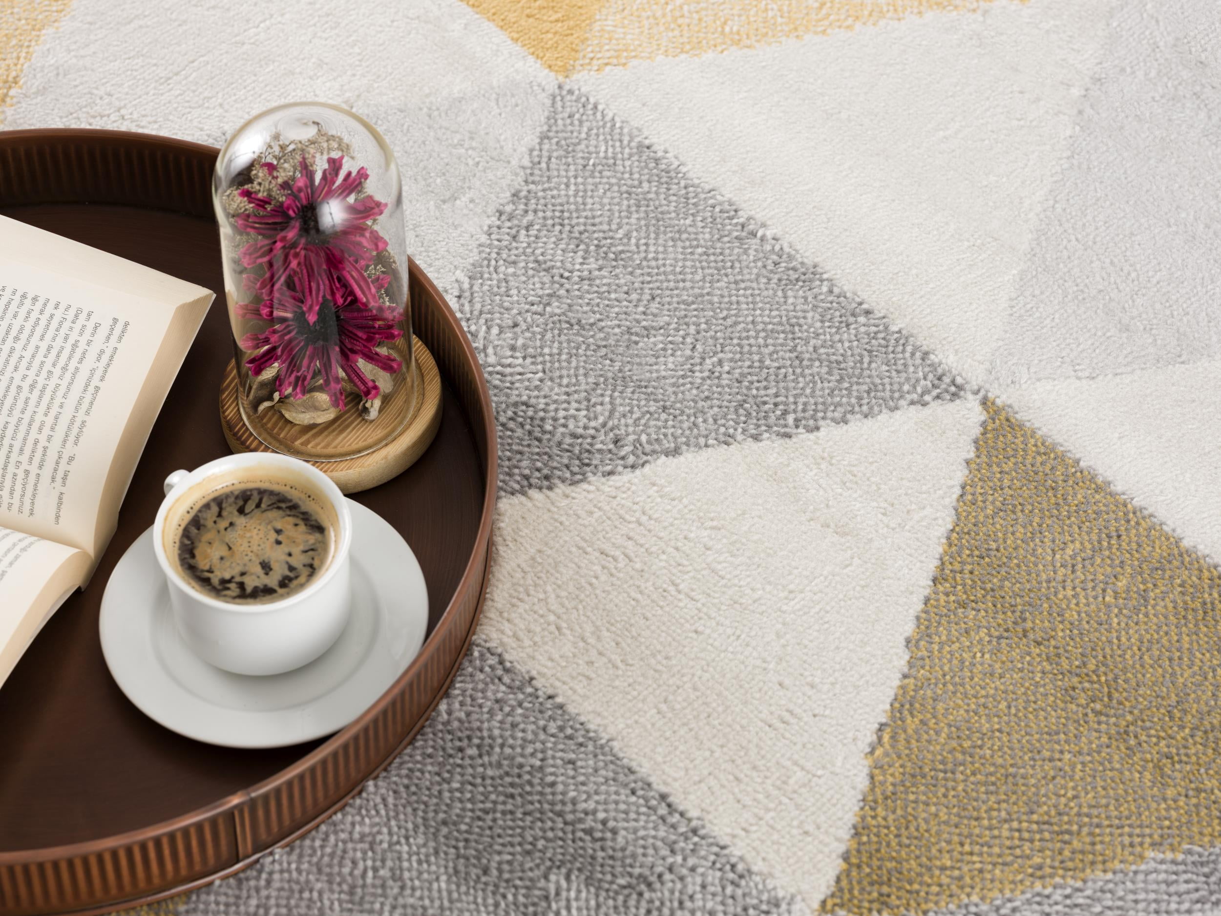 Rug Branch Geometric Mid-Century Modern Yellow Beige Indoor Area Rug ...