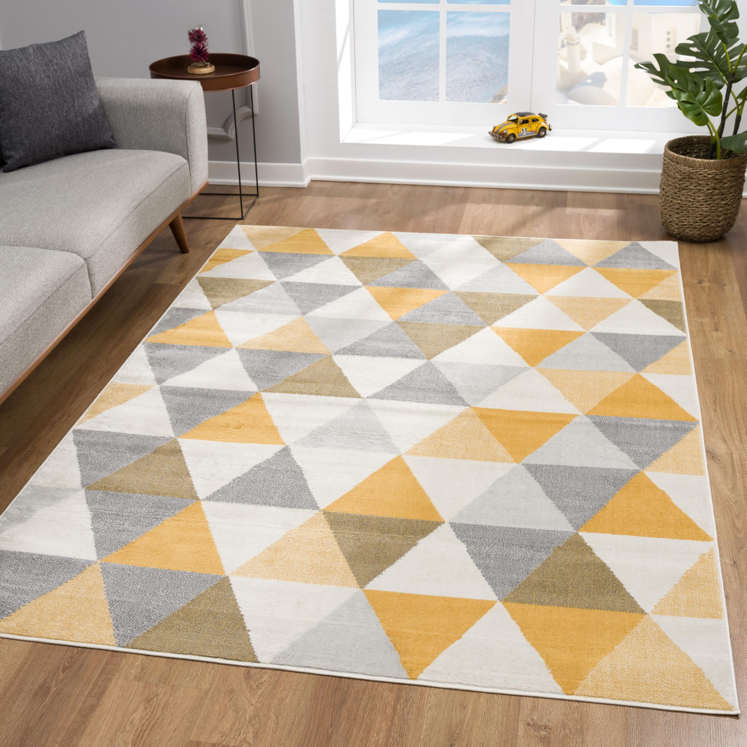 Rug Branch Geometric Mid-Century Modern Yellow Beige Indoor Area Rug ...