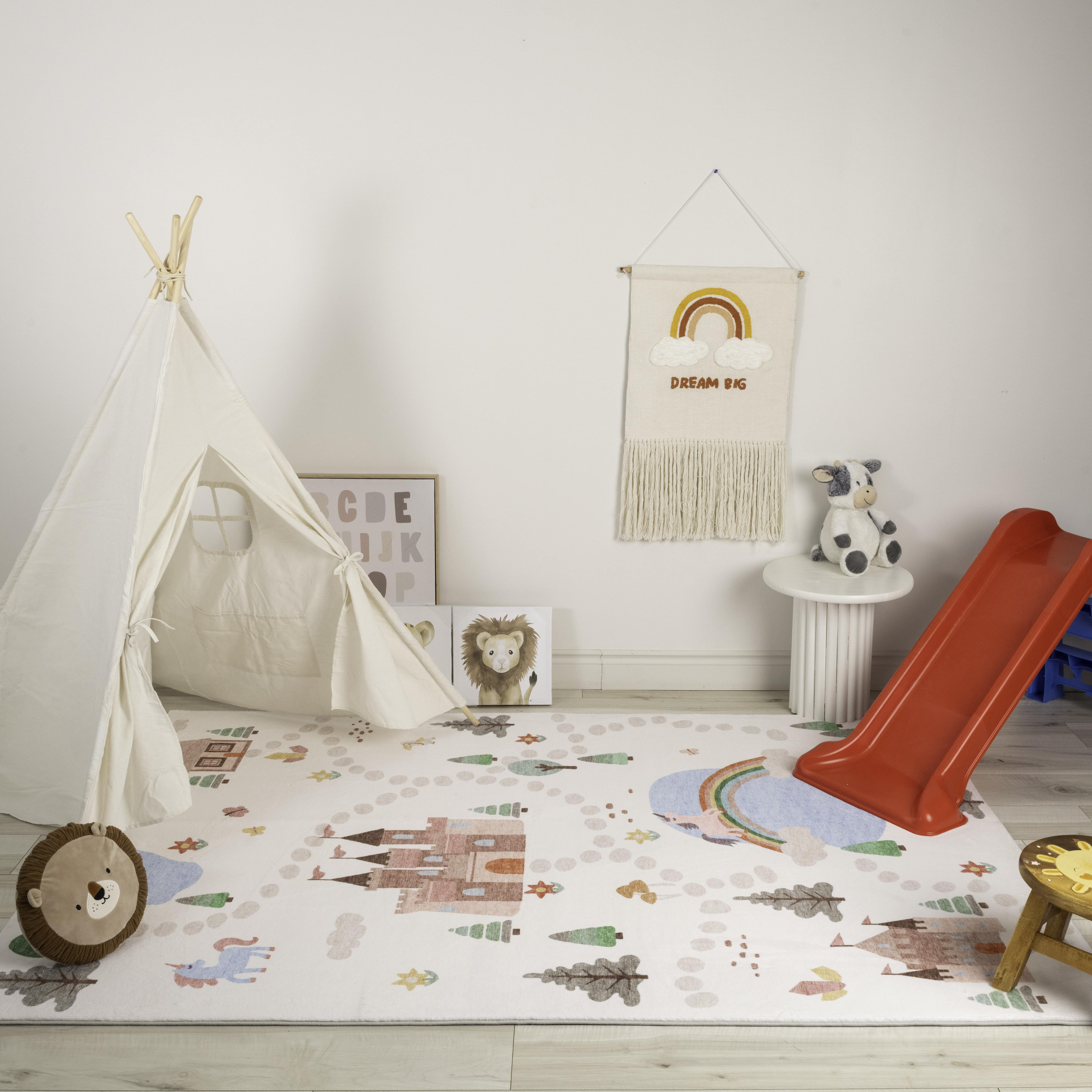 Rug Branch Kids Soft Steps Playtime Unicorns, Castle, Road Map White ...