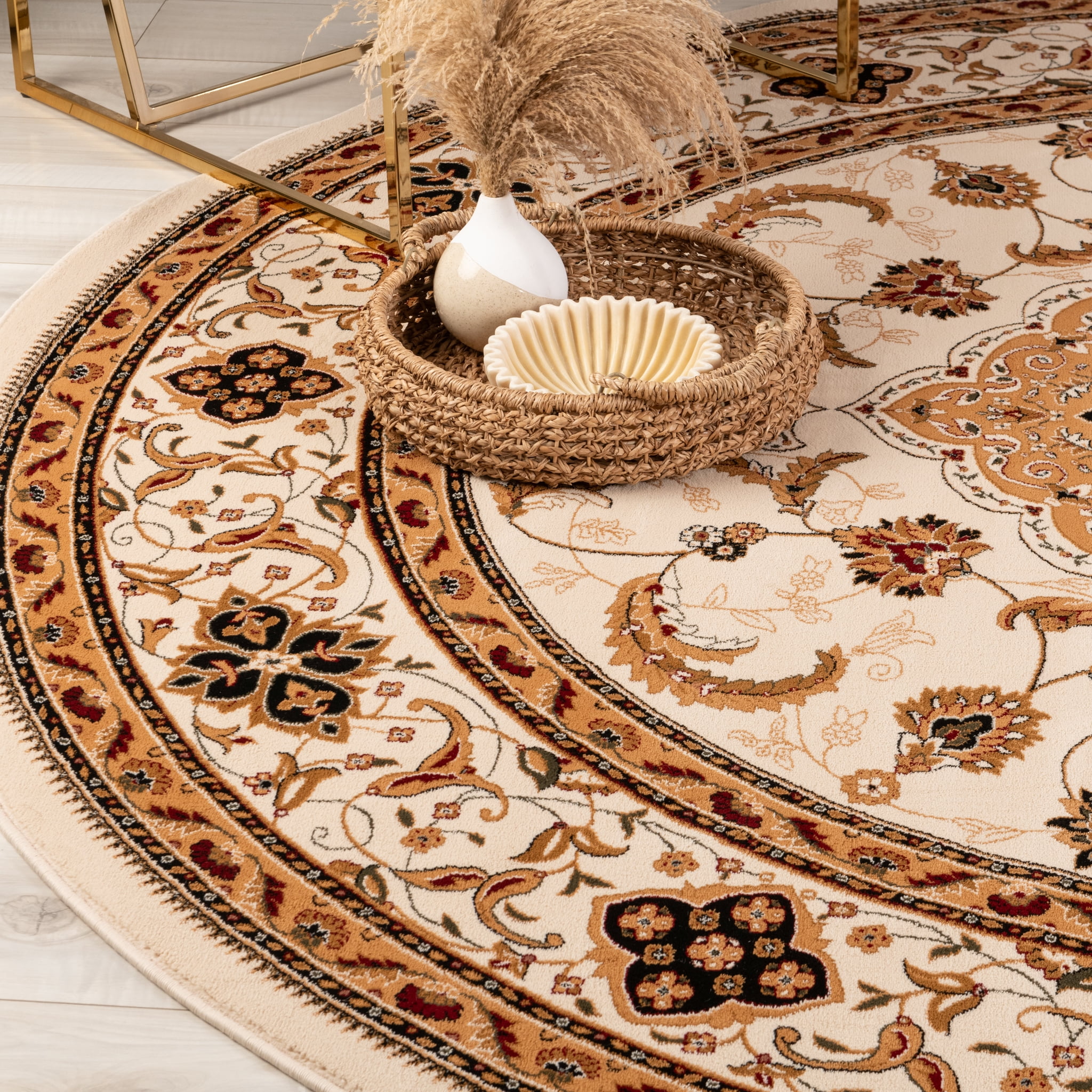 Rug Branch Majestic Traditional Persian Beige Black Indoor Area Rug - 7 ...