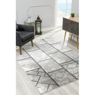 Rug Branch Contemporary Mid-Century Modern Rust Grey Indoor Area Rug ...