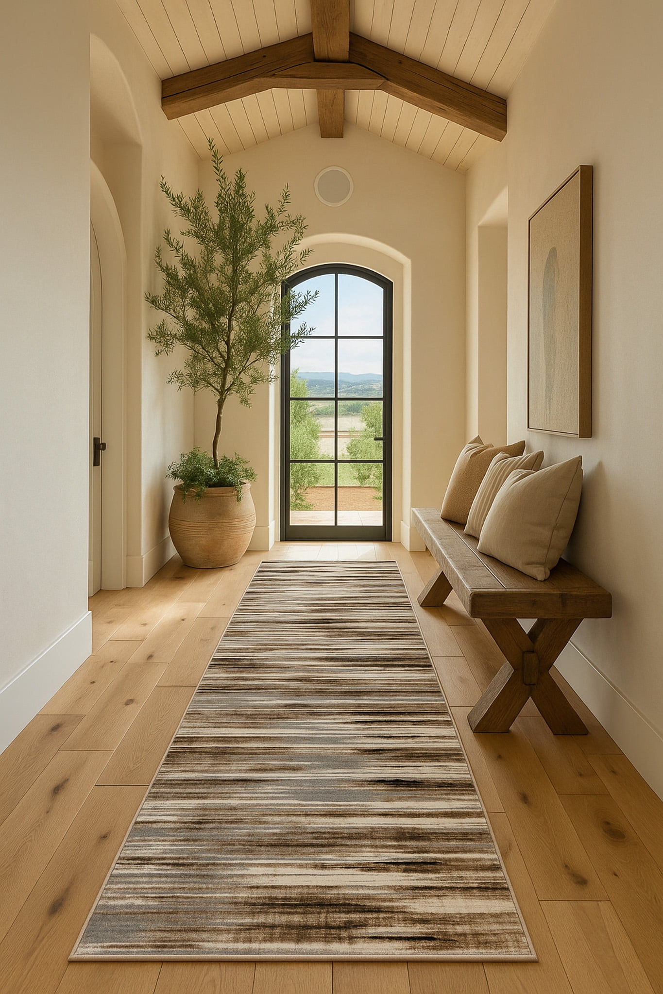 Rug Branch Modern Abstract Camo Brown Beige Indoor Runner Rug - 3x20 ...