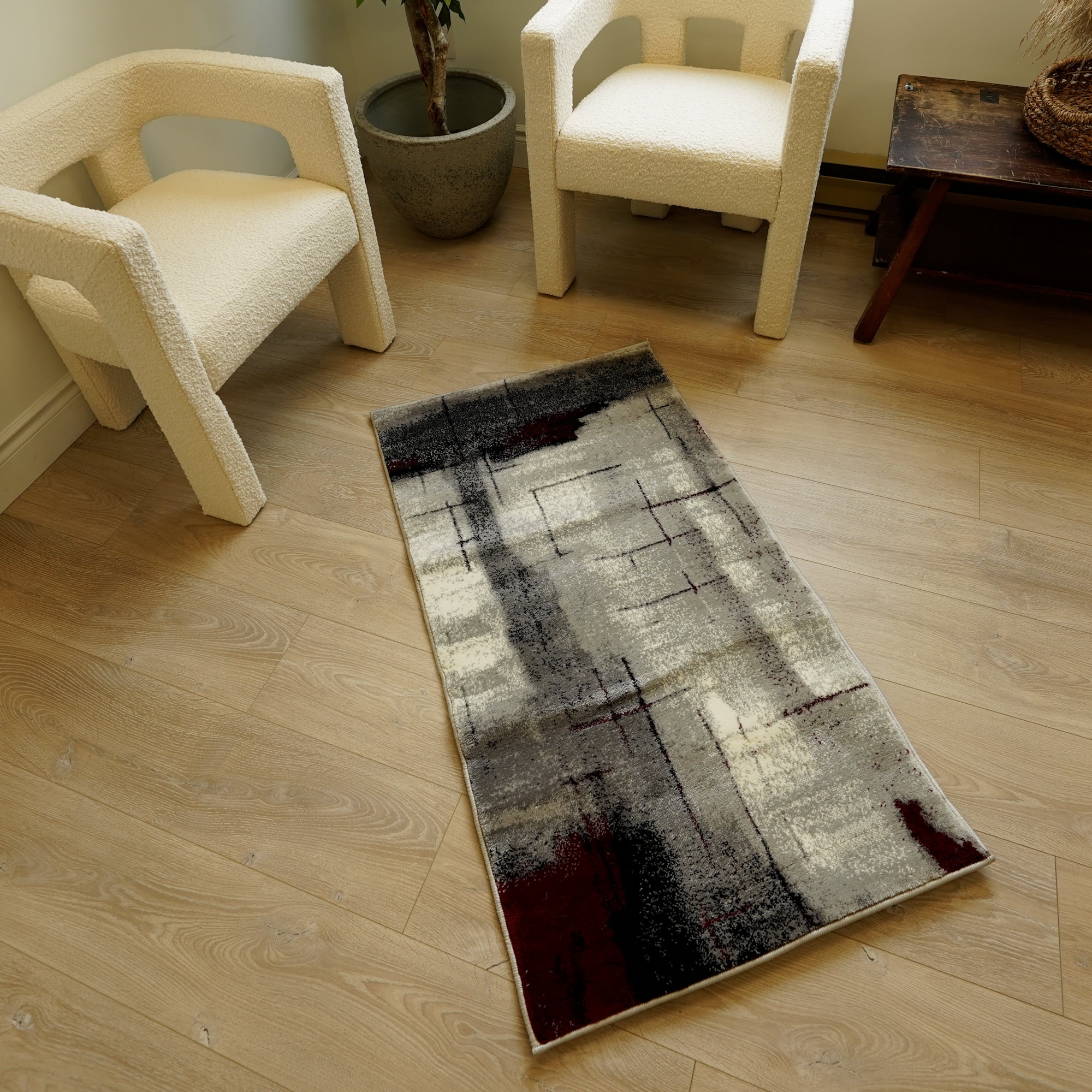 Rug Branch Modern Abstract Grey Red Indoor Doormat Rug - 2x3 - Walmart.com