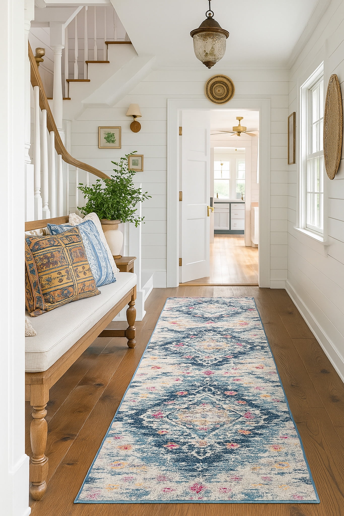 Rug Branch Transitional Boho Blue Grey Indoor Runner Rug - 2x15 ...