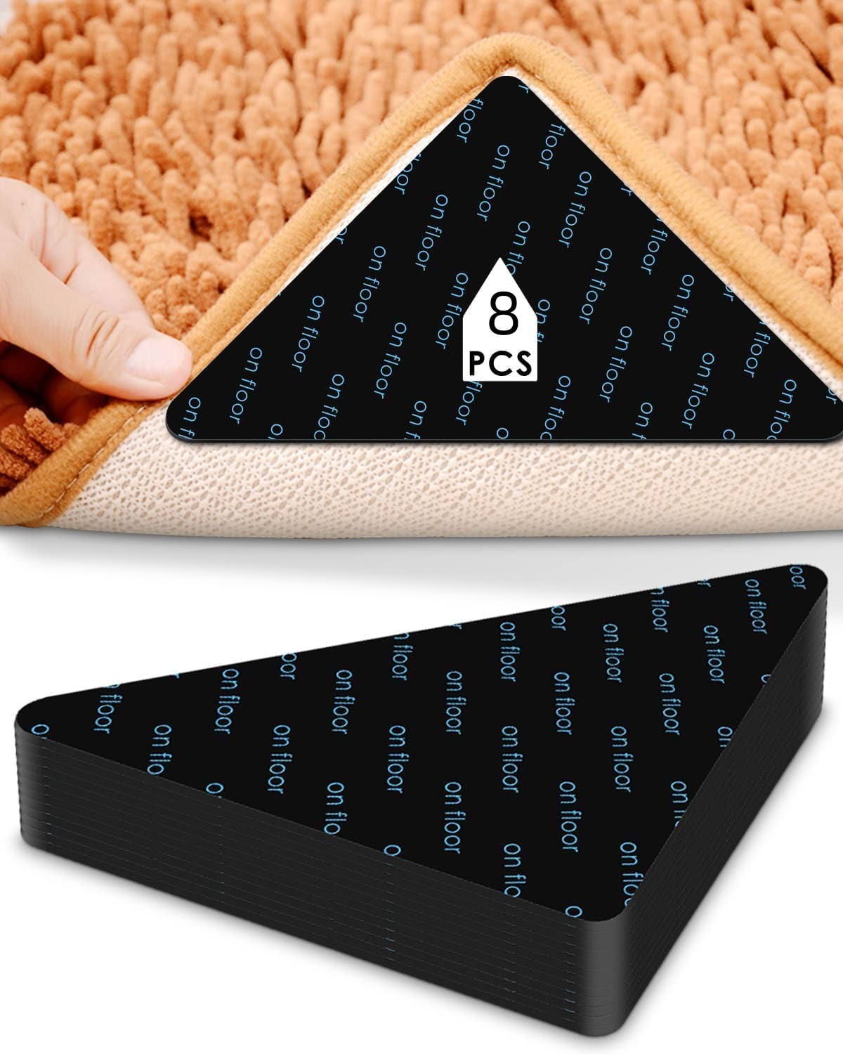 Rug Grippers, Duslogis 8 Pcs Triangle Anti Slip and Non Curling Carpet ...