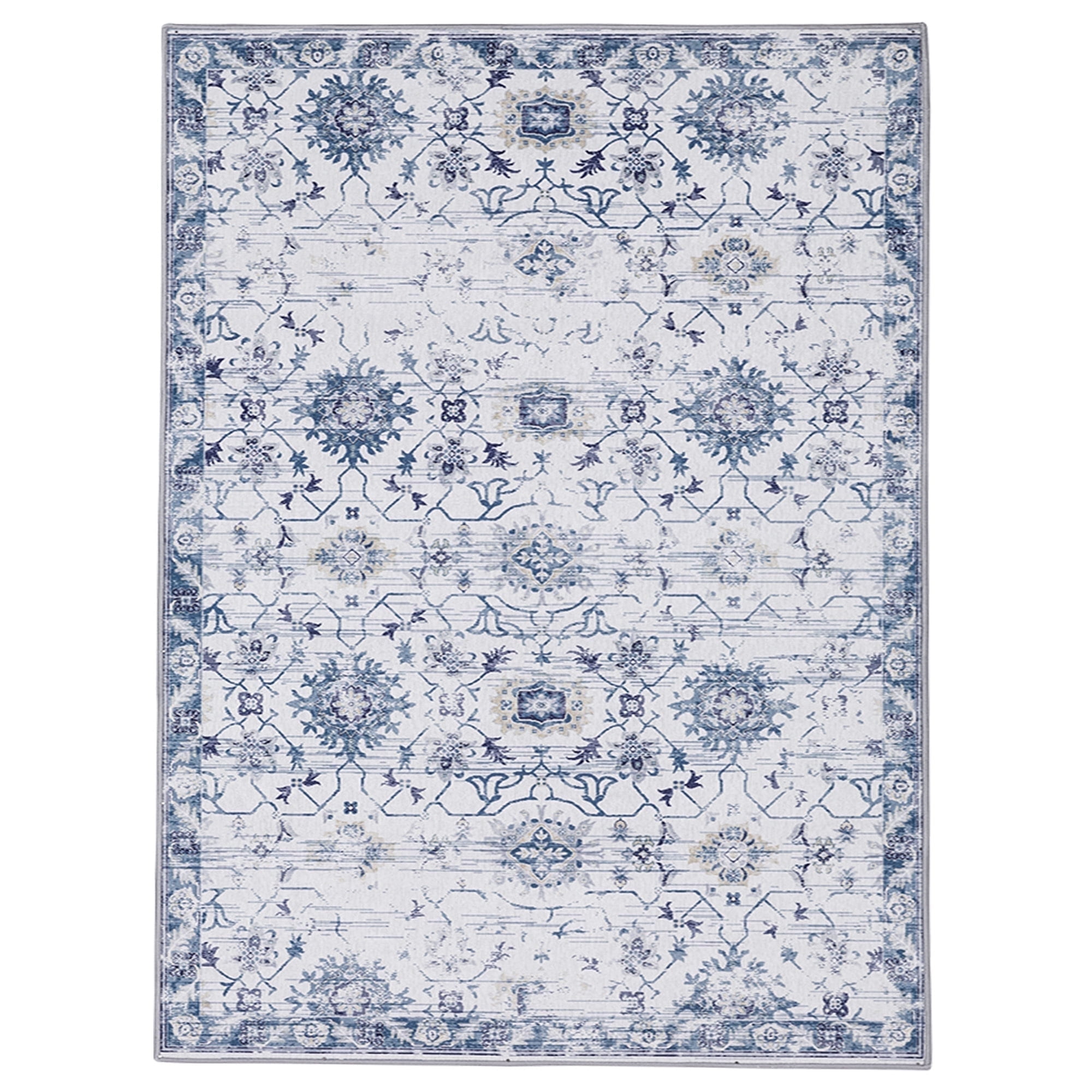 Rug King Traditional Vintage Area Rug 4x6 Navy Foldable Persian Floral ...