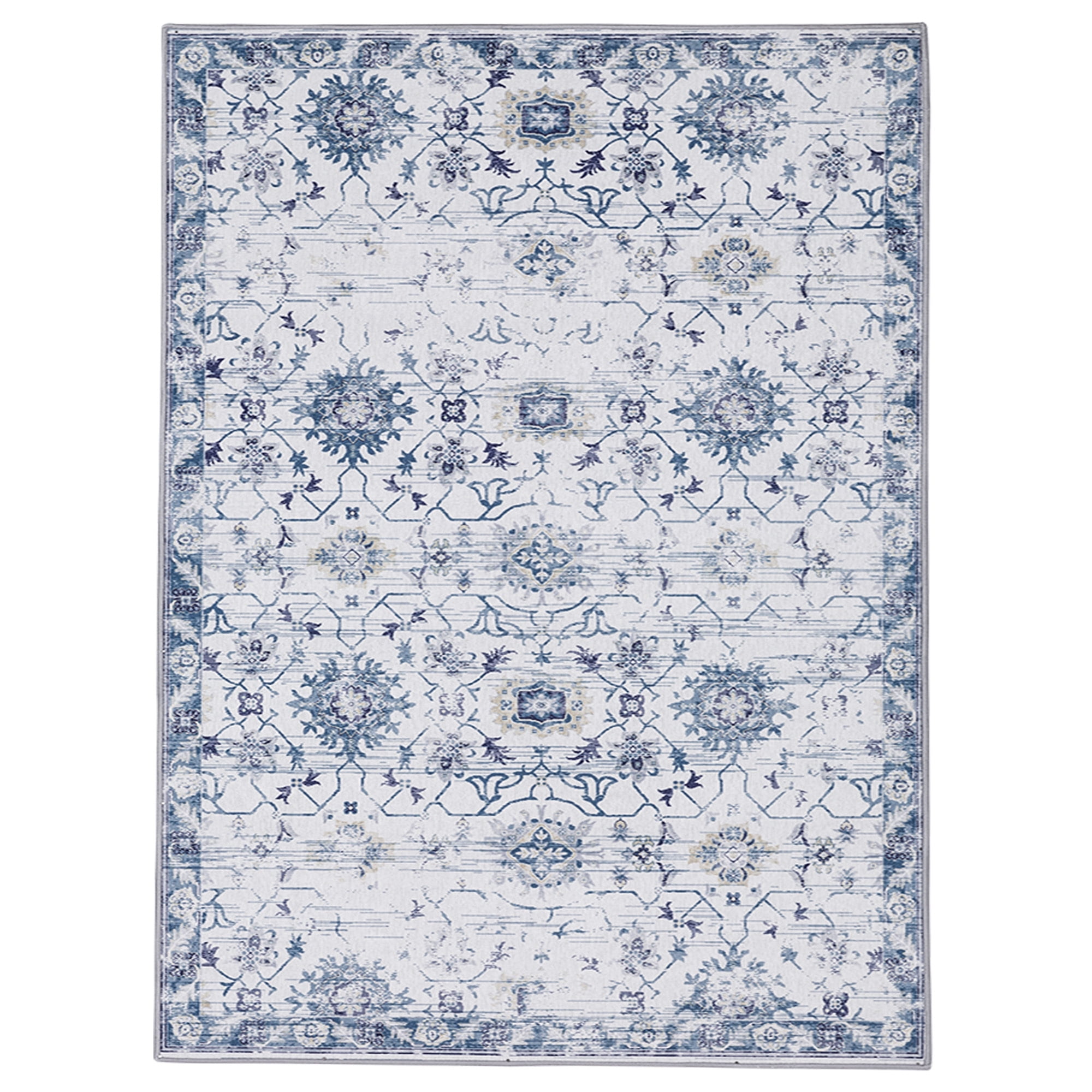 Rug King Traditional Vintage Area Rug 4x6 Navy Foldable Persian Floral ...