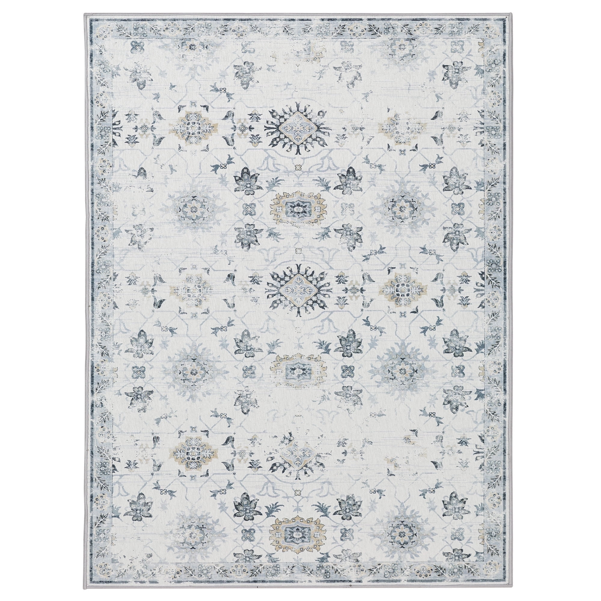 Rug King Vintage Persian Floral 4x6 Light Grey Non Slip Area Rug for ...