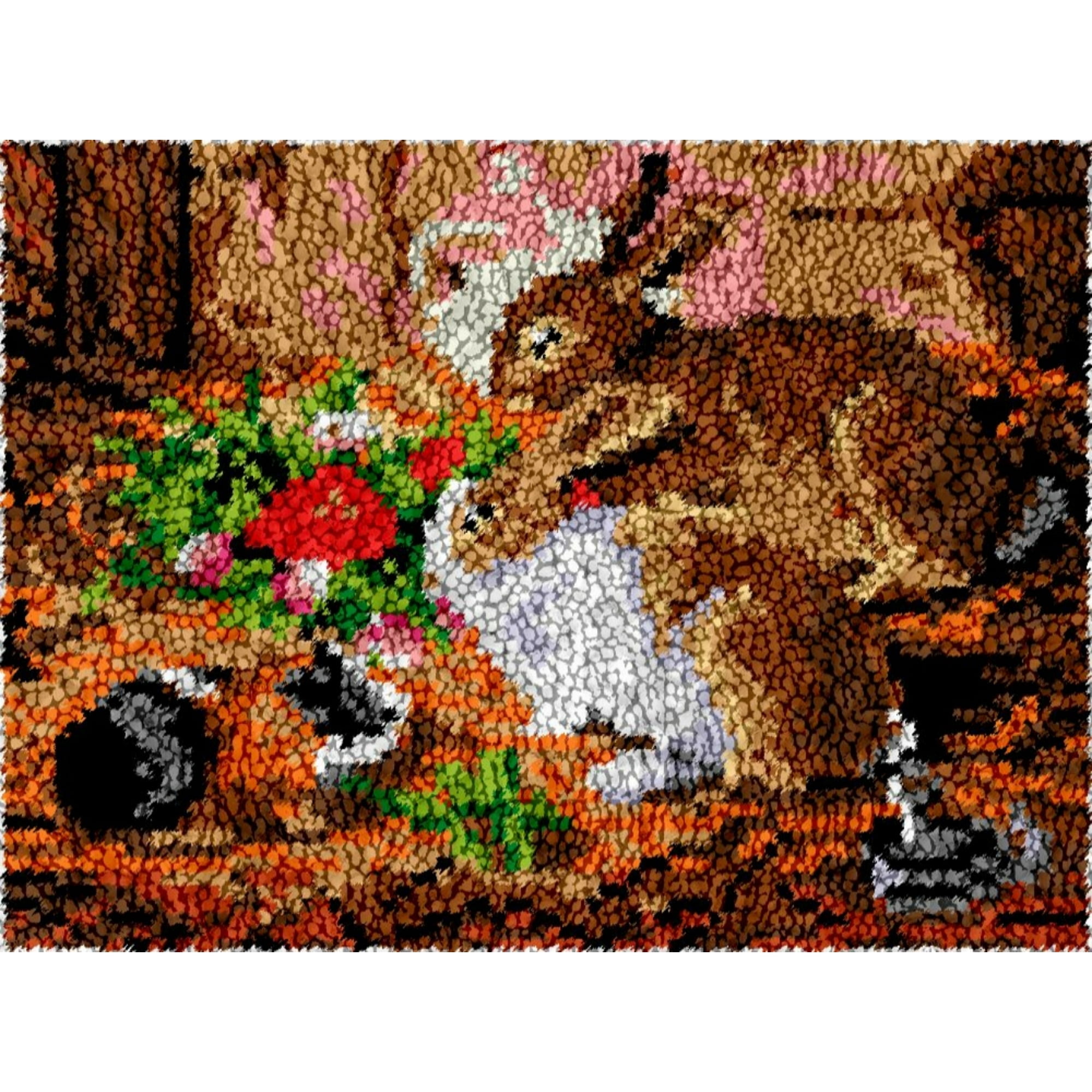 Rug Making Latch Hooking Kit，2 Rabbits Rug Making Latch Hooking Kit ...