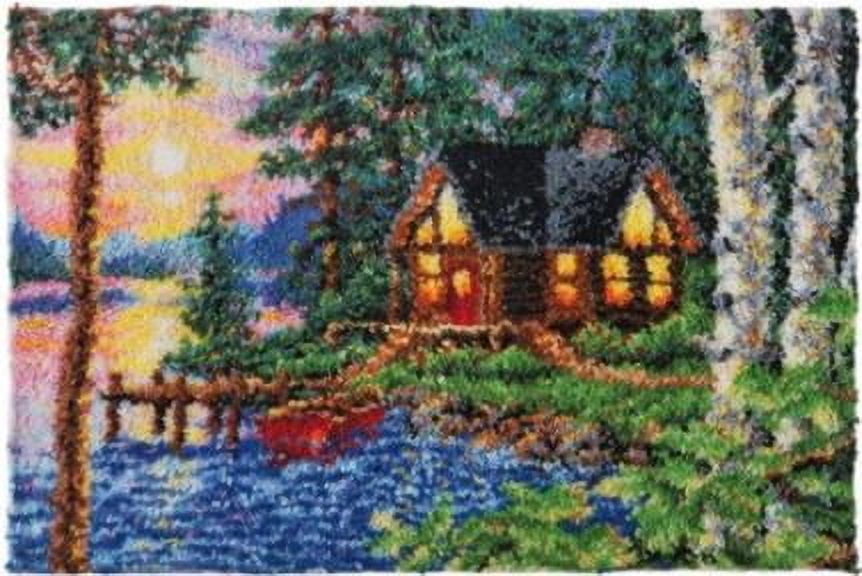Rug Making Latch Hooking Kit | Cottage on Lake - Walmart.com