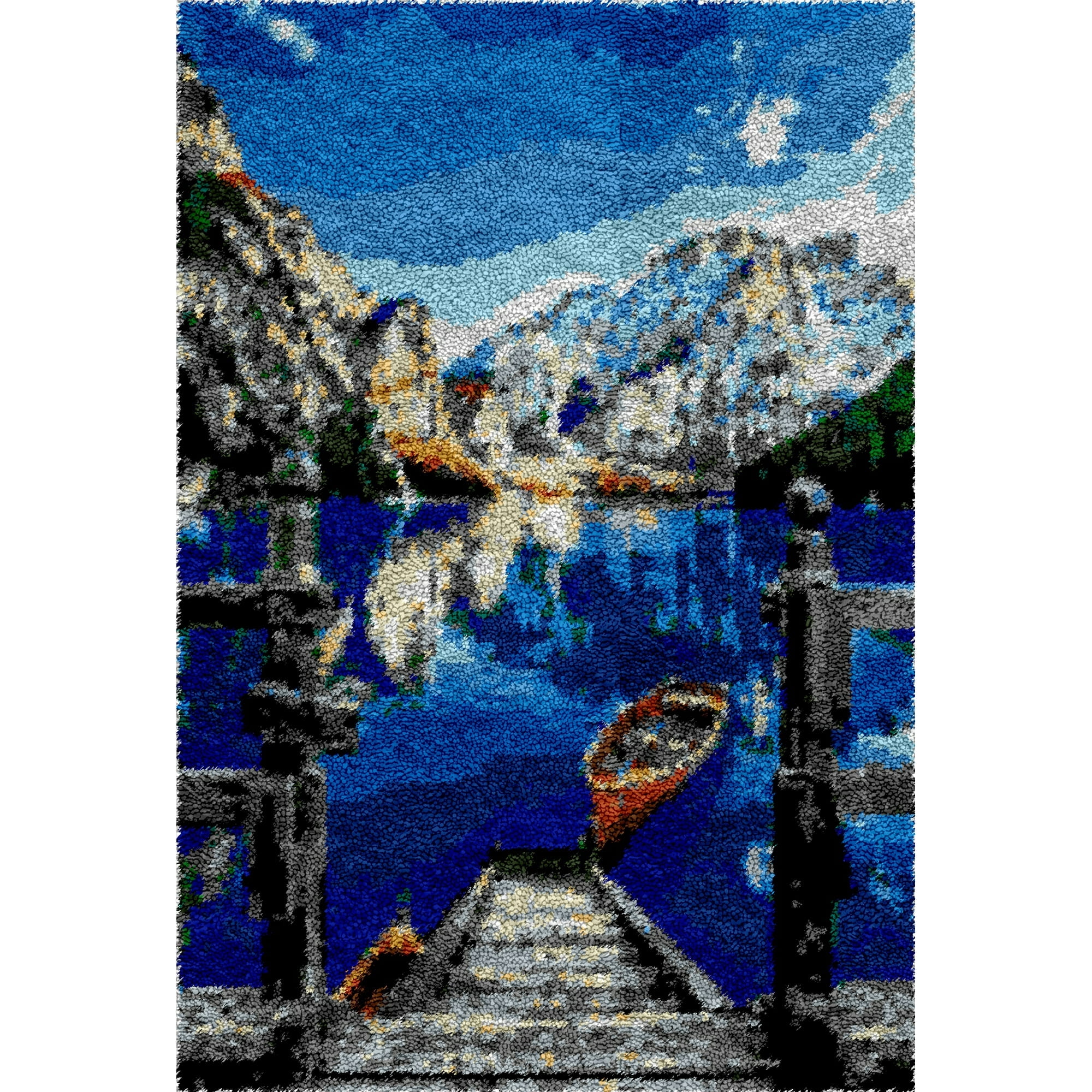 Rug Making Latch Hooking Kit，Dock on Lake Rug Making Latch Hooking Kit ...