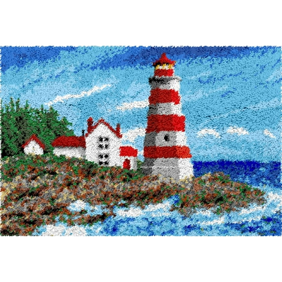 Rug Making Latch Hooking Kit | Lighthouse on Rocks (4 sizes) - Walmart.com