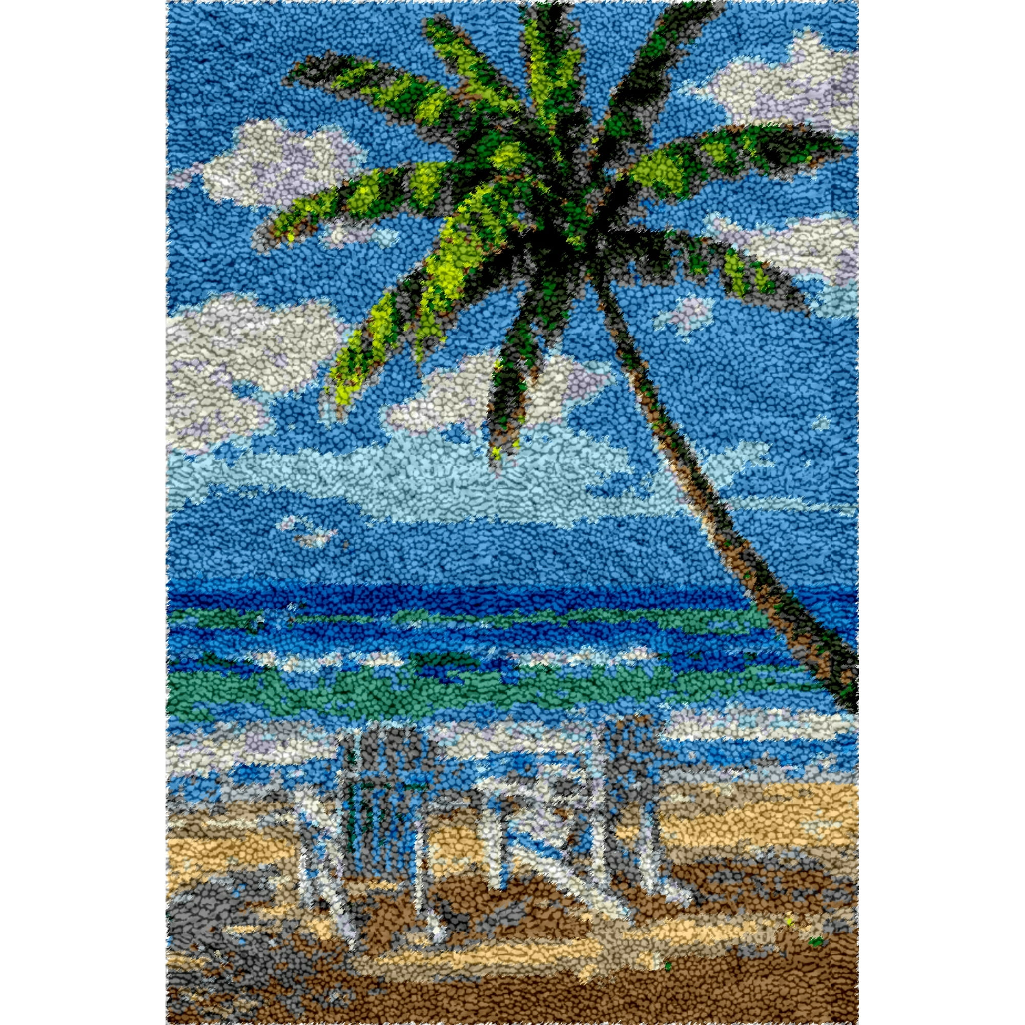 Rug Making Latch Hooking Kit，Quiet Beach Rug Making Latch Hooking Kit ...