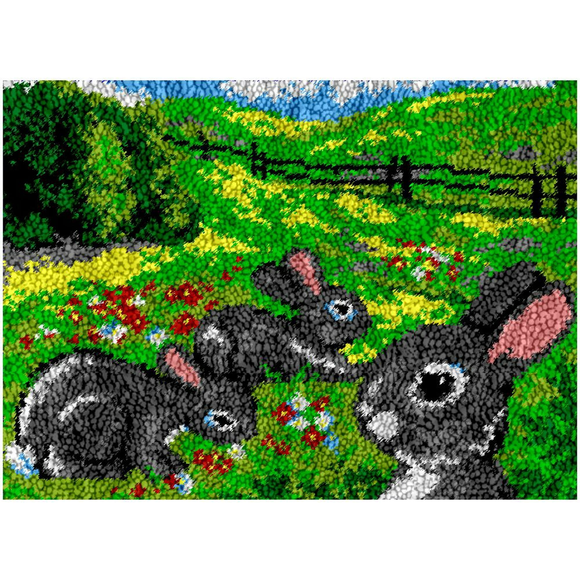 Rug Making Latch Hooking Kit，Three Rabbits Rug Making Latch Hooking Kit ...