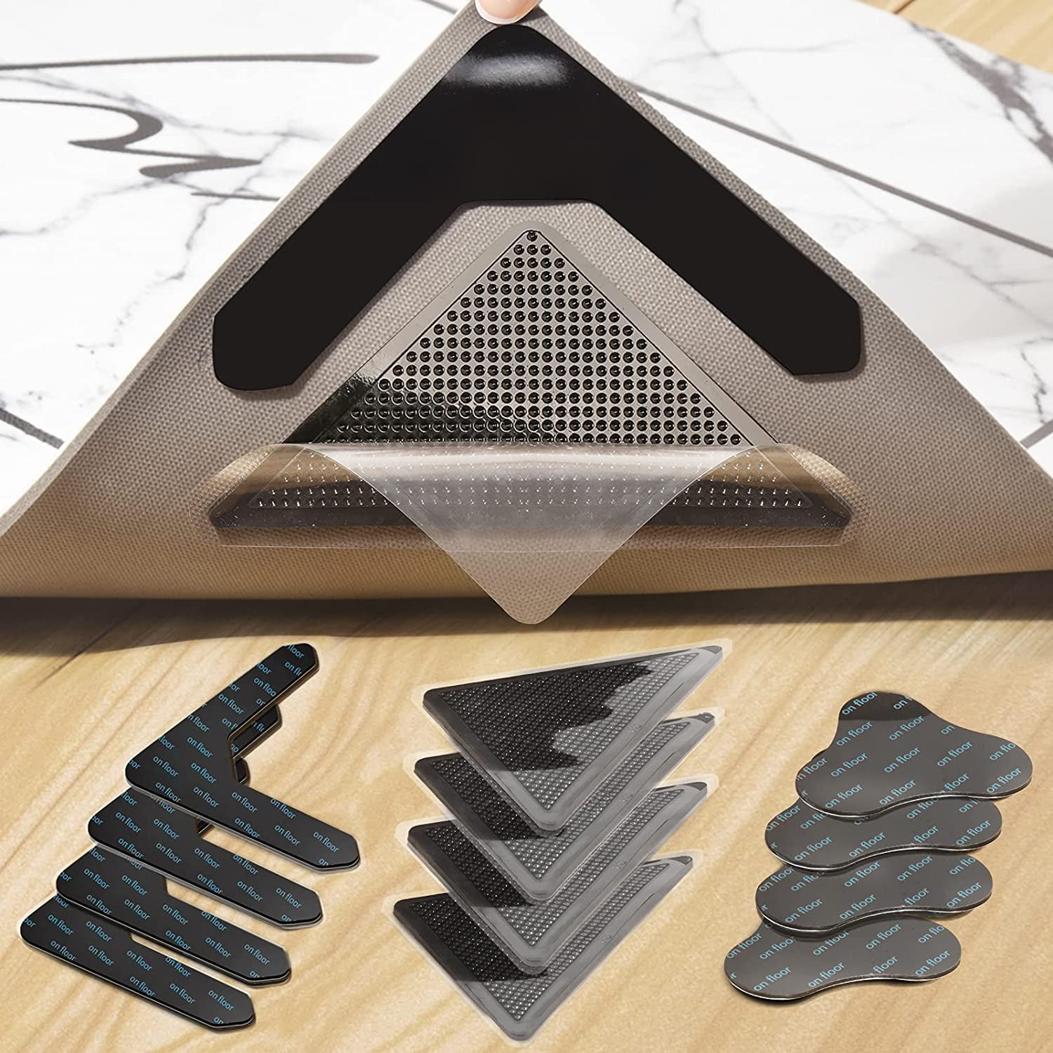 Rug Pads Grippers Rug Tapes Sticker for Area Rugs 12 Pcs Non Slip ...