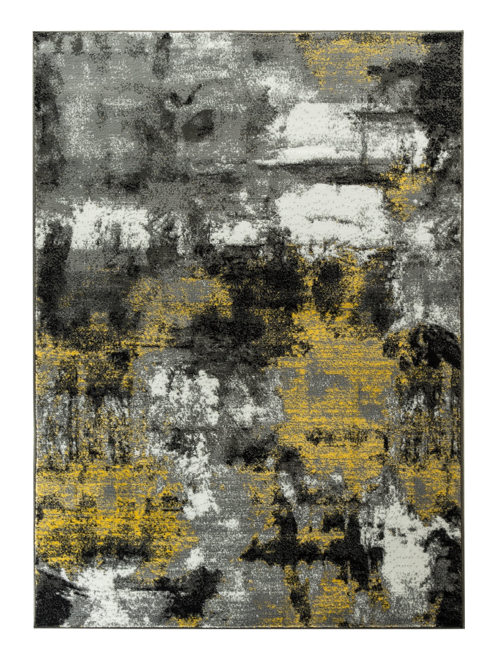 Rug and Decor Metro Collection Black Yellow Gray White Distressed ...