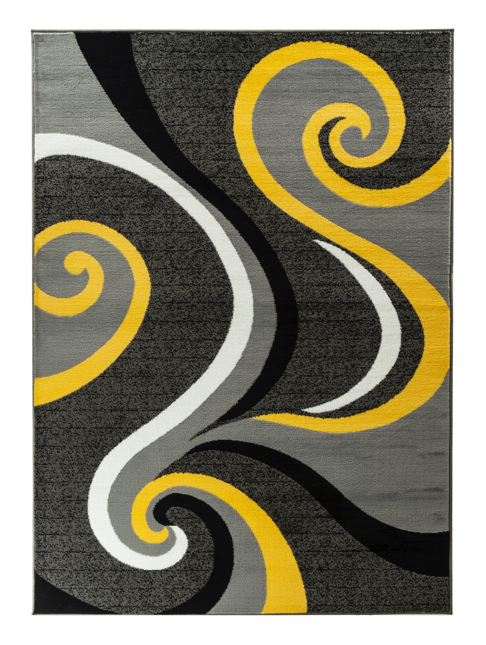 Metro Collection Modena Abstract Swirl Rug in Grey, Yellow, Black, and ...