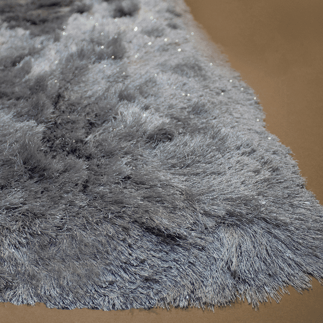 Harmony Shimmer Collection 8x10ft Hand-tufted Silver Tinsel Shag Rug ...