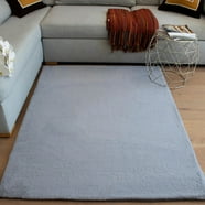 Luxe Faux Rabbit Fur Rectangular Rug 5' x 8' - Ivory - Walmart.com