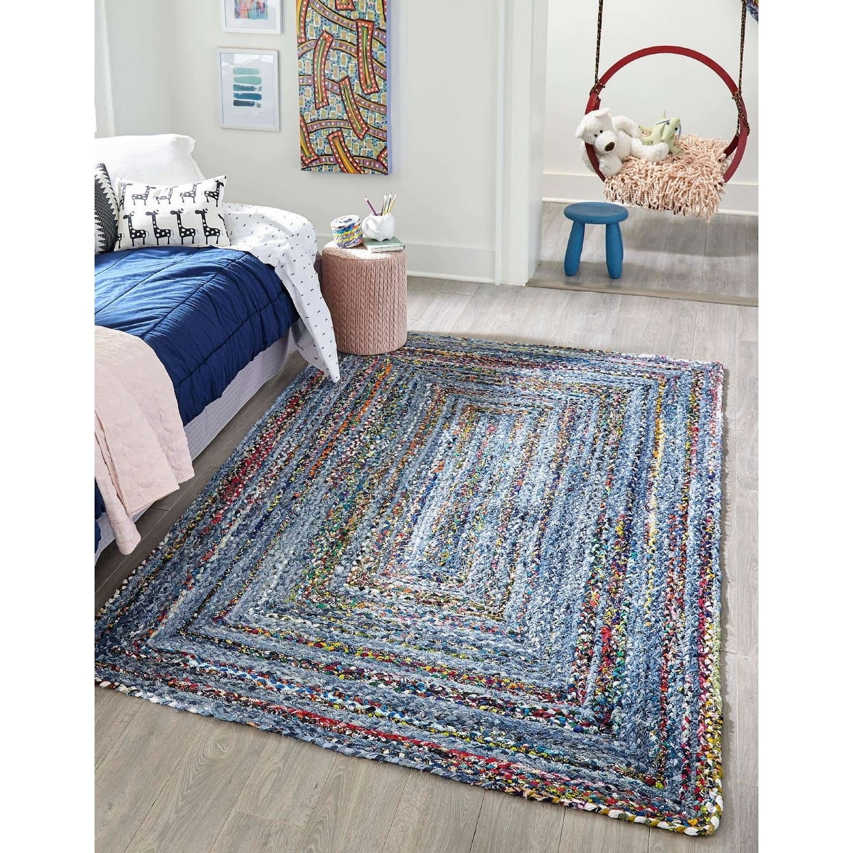 RugPal Braided Slin Collection Area Rug 5'x8' - Black-Blue - Walmart.com