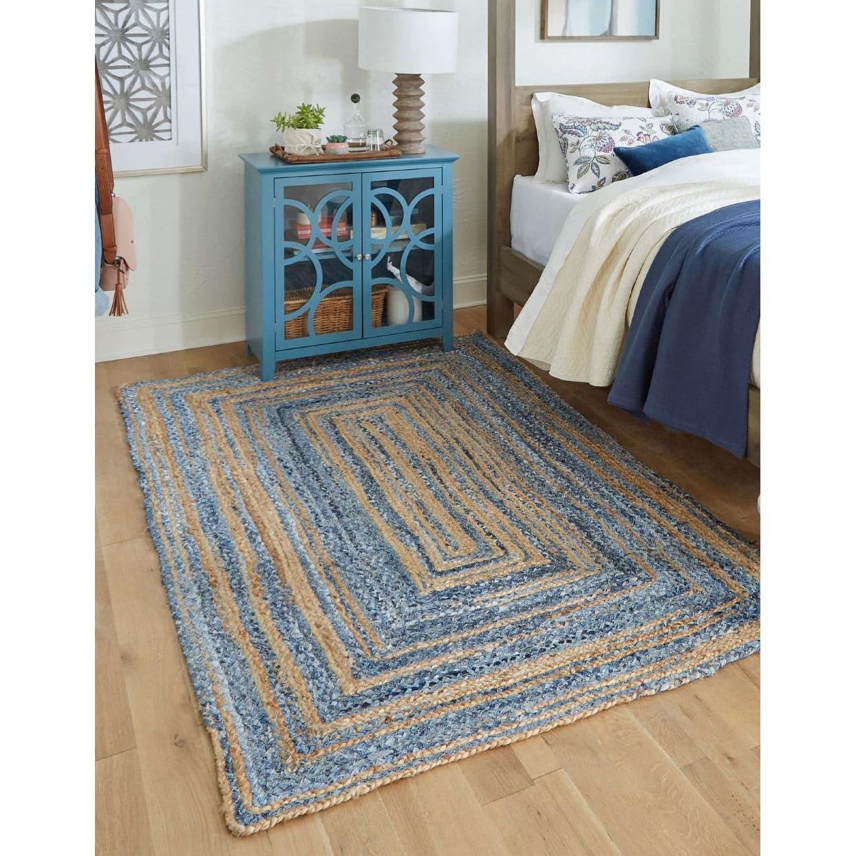 RugPal Braided Slin Collection Area Rug 5'x8' - Blue-Natural - Walmart.com