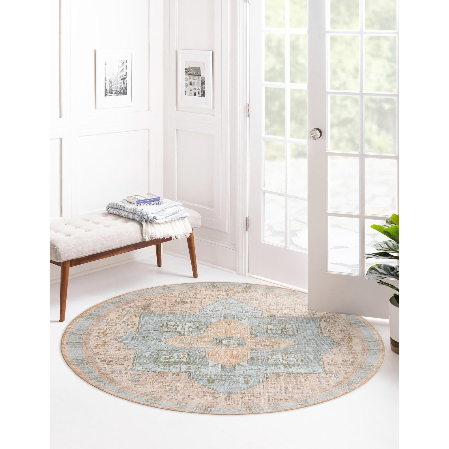 RugPal Transitional Rine Collection Area Rug 3'6" Round - Light Brown ...