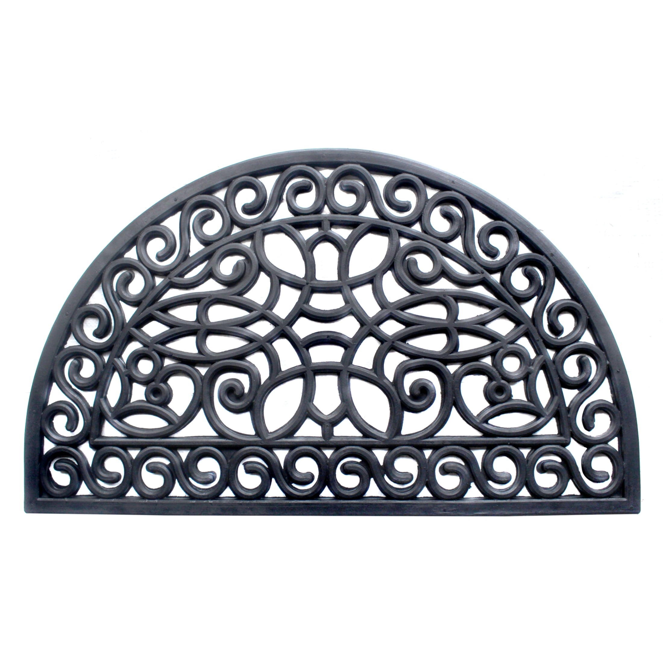 RugSmith Black Moulded Trellis Half-round Rubber Doormat, 18"x30 ...