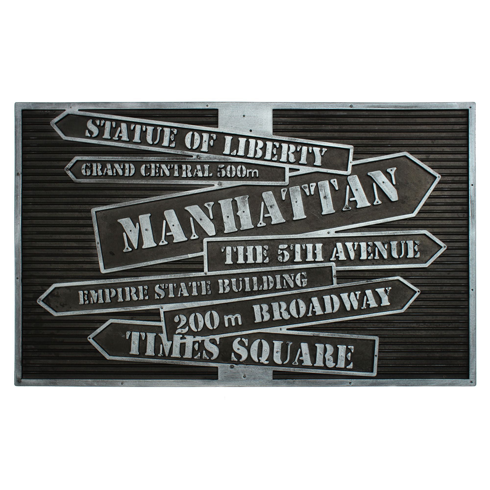 RugSmith Moulded NYC Signs Rubber Coir Outdoor Doormat, 18" x 30 ...