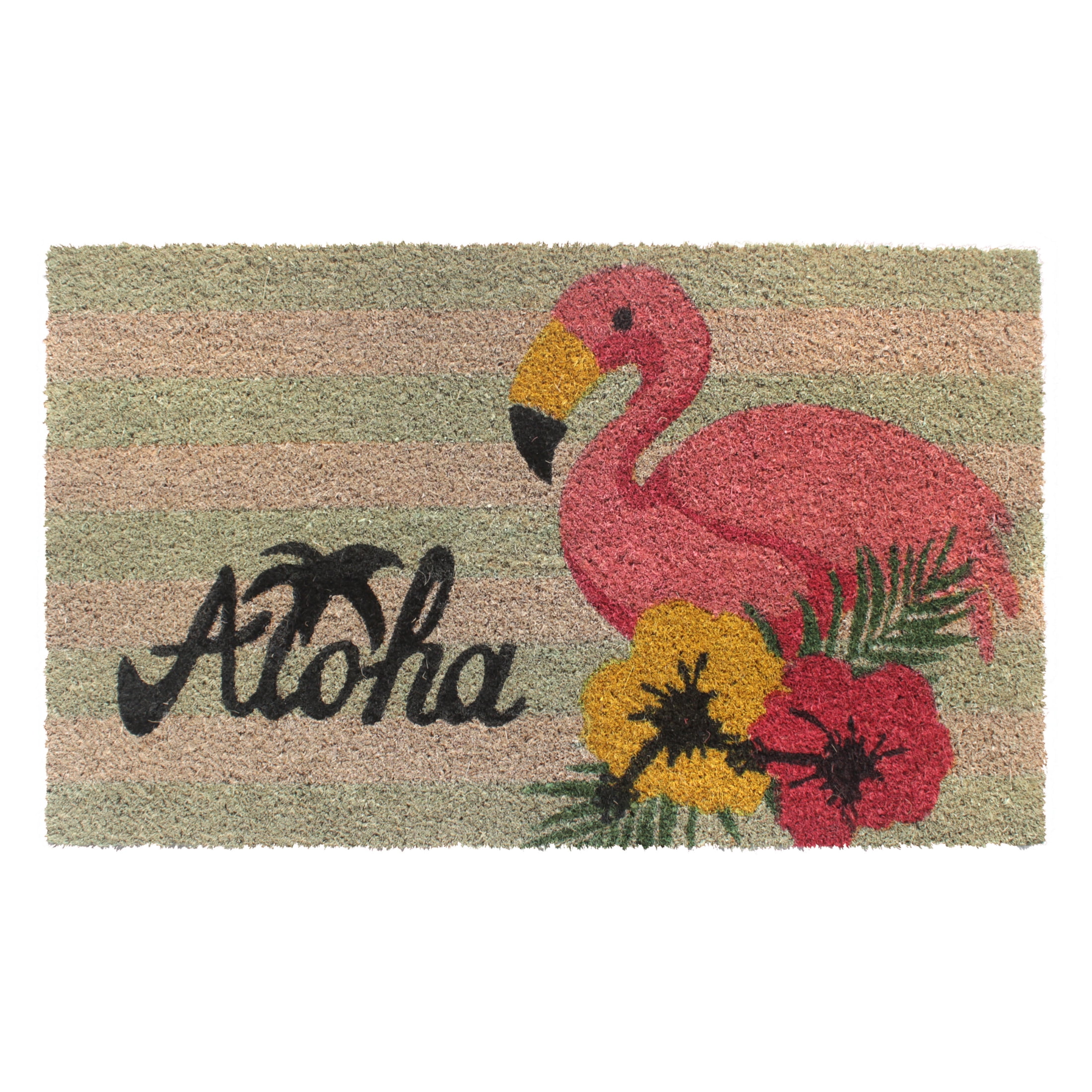 RugSmith Aloha Flamingo Doormat, 18"x30" - Multi-Color Outdoor Door Mat ...
