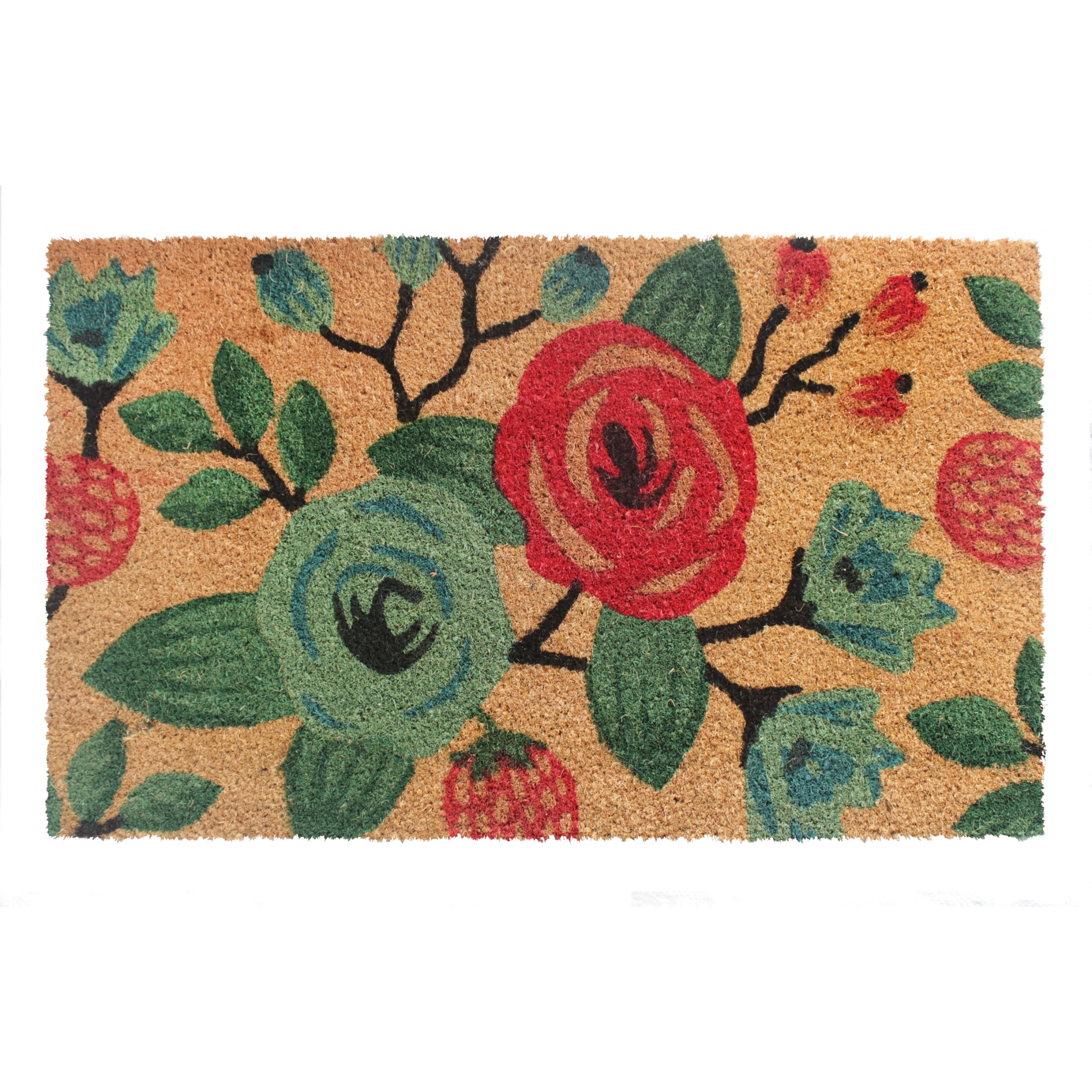 RugSmith Roses Doormat 18x30 - Durable Coir Welcome Mat - Walmart.com