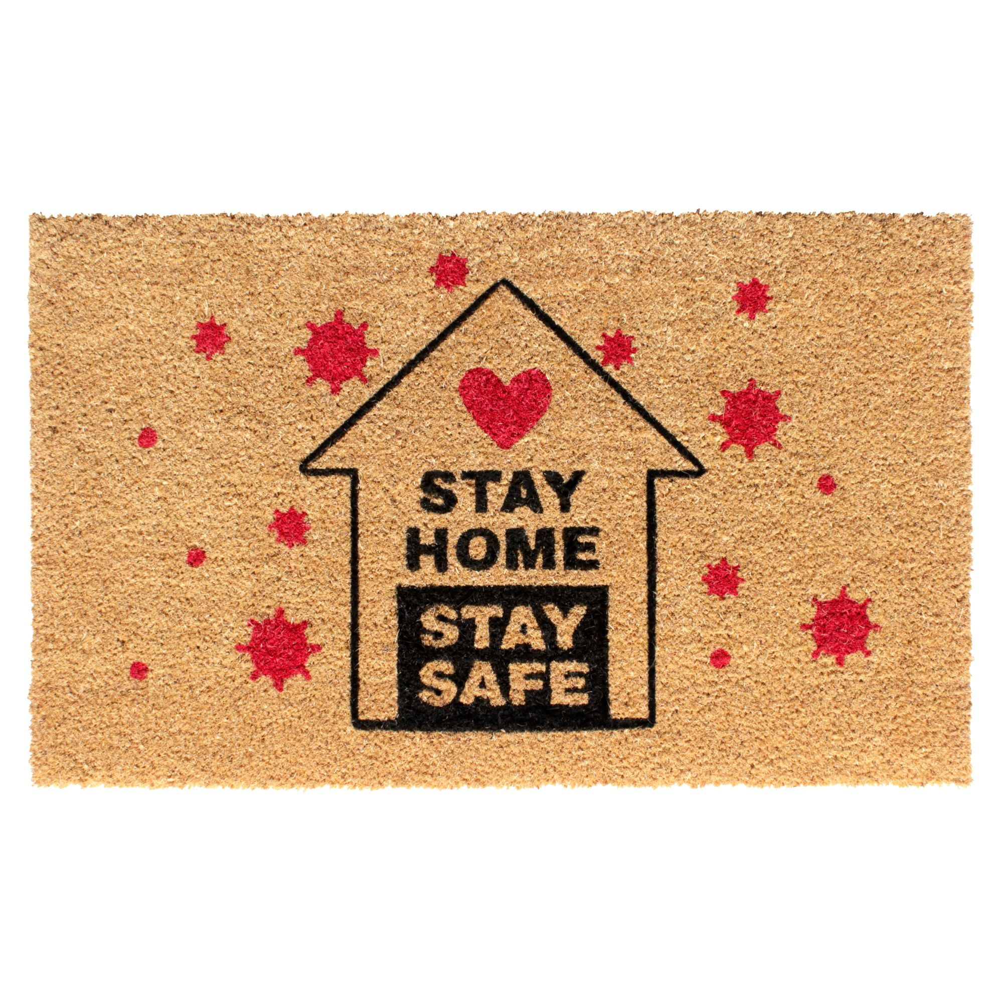 RugSmith Multi Machine Tufted and Printed Stay Home, Stay Safe Doormat ...