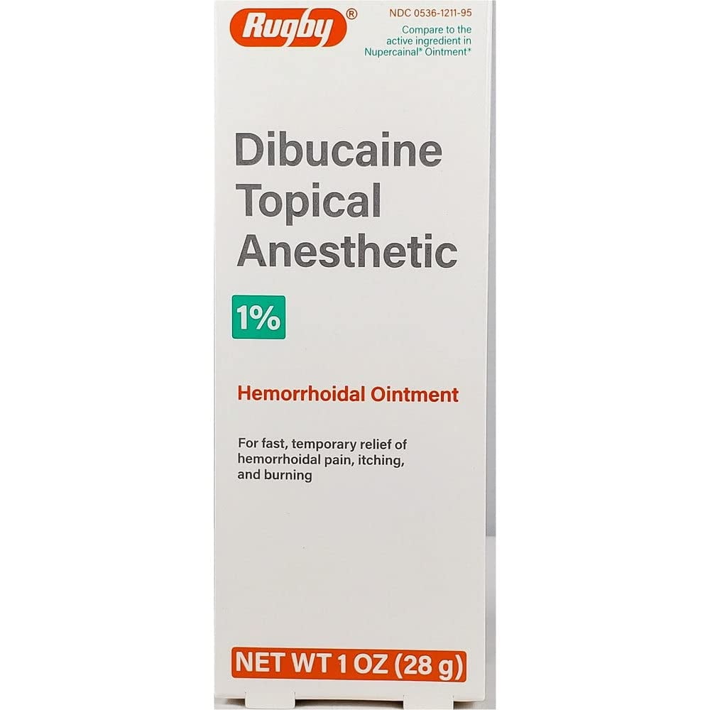 Rugby Hemorrhoid Relief Dibucaine Ointment 1%, 1 oz. (Pack of 3 ...