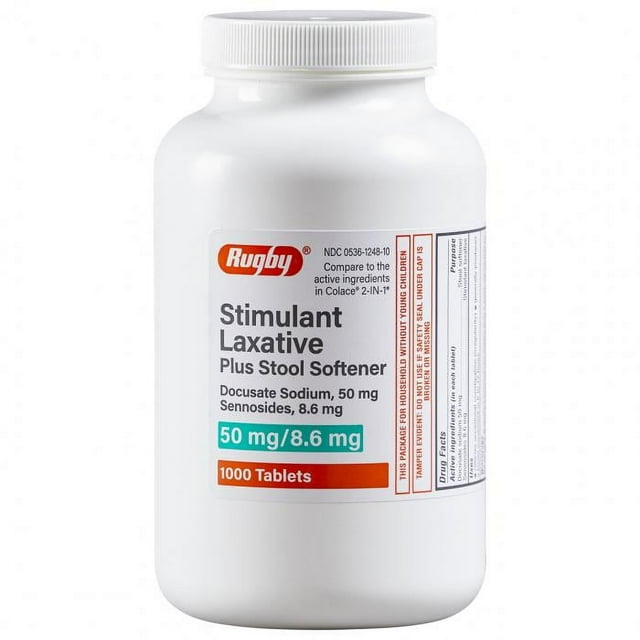 Rugby 2 in 1 Stimulant Laxative Plus Stool Softener Docusate Sodium 50 ...